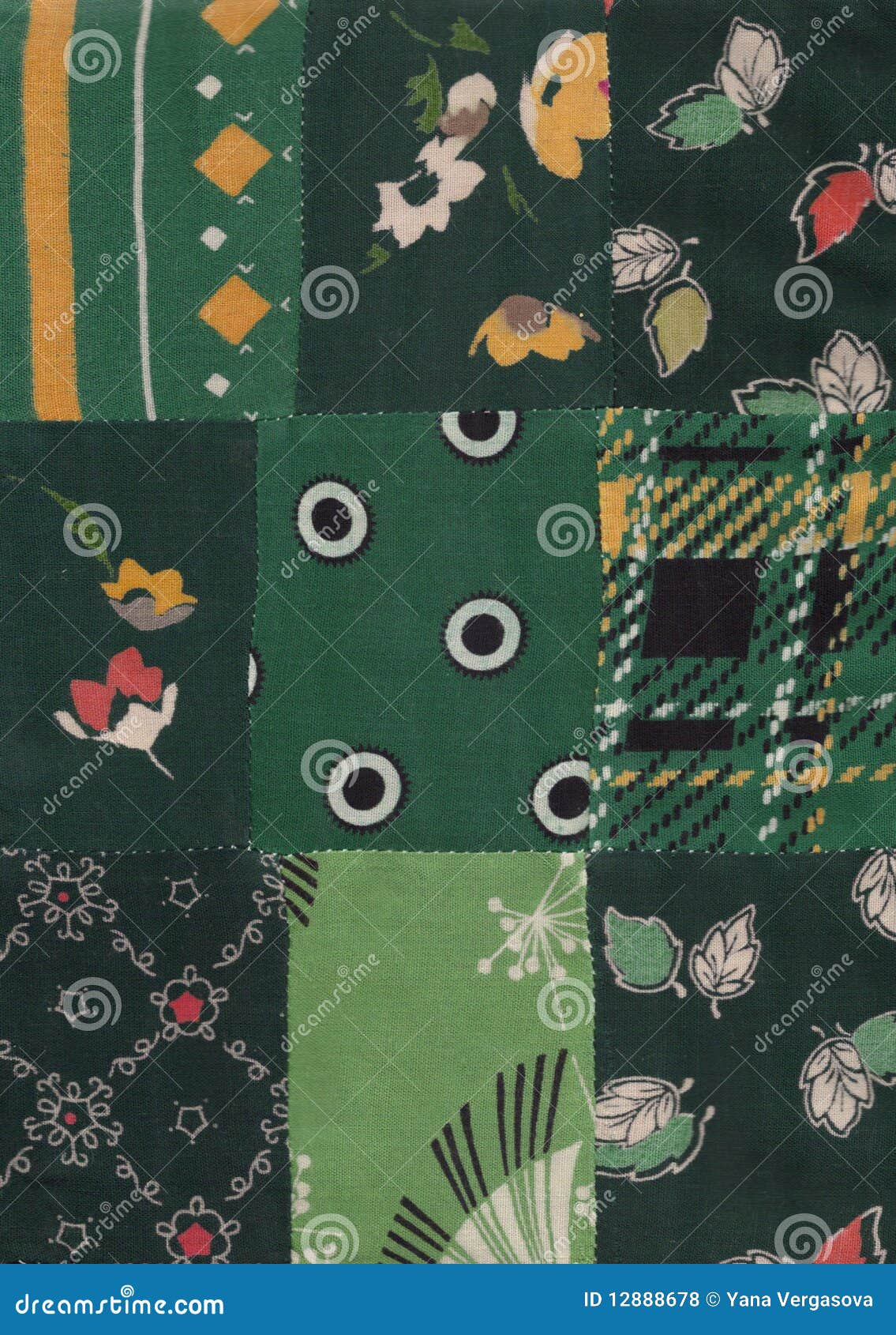 Green patchwork stock photo. Image of clothes, ornate - 12888678