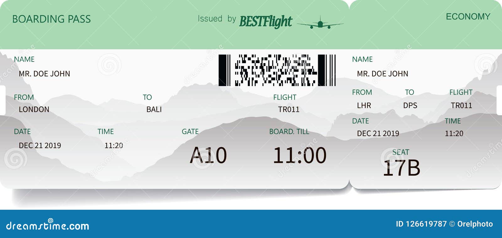 Green Pattern of Airline Boarding Pass Ticket Stock Vector ...