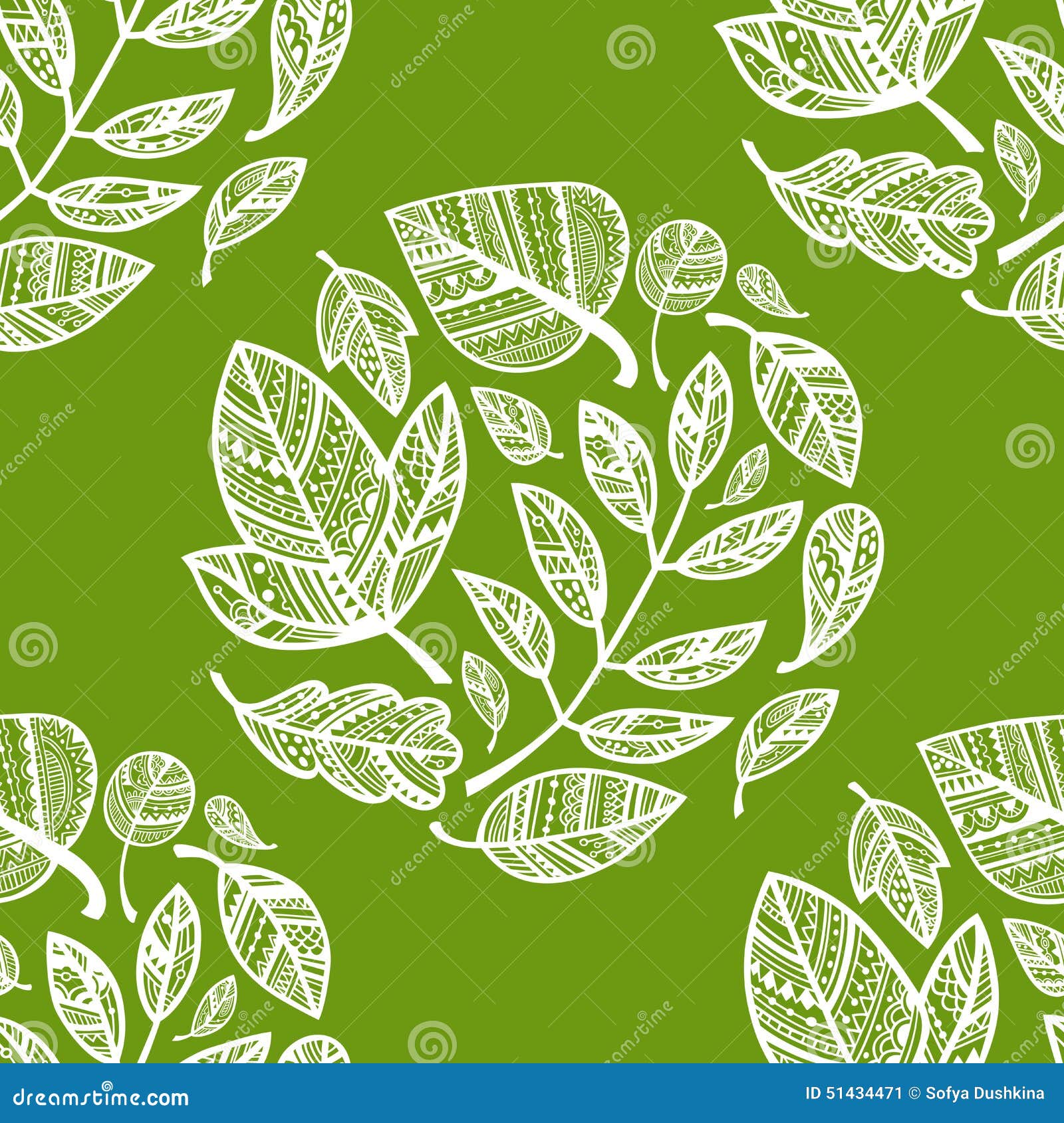 Green Pattern with Lacy Leaves Stock Vector - Illustration of african ...