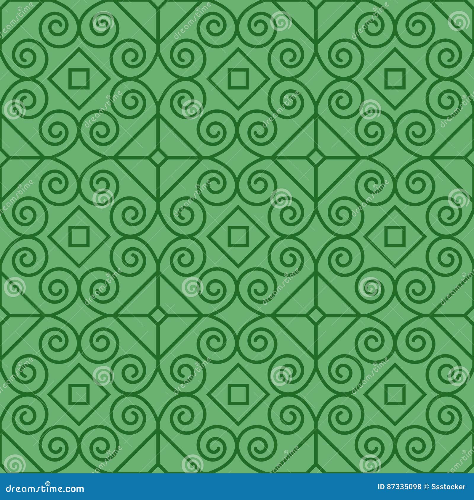 Green Pattern with Linear Swirls Stock Vector - Illustration of doodle ...