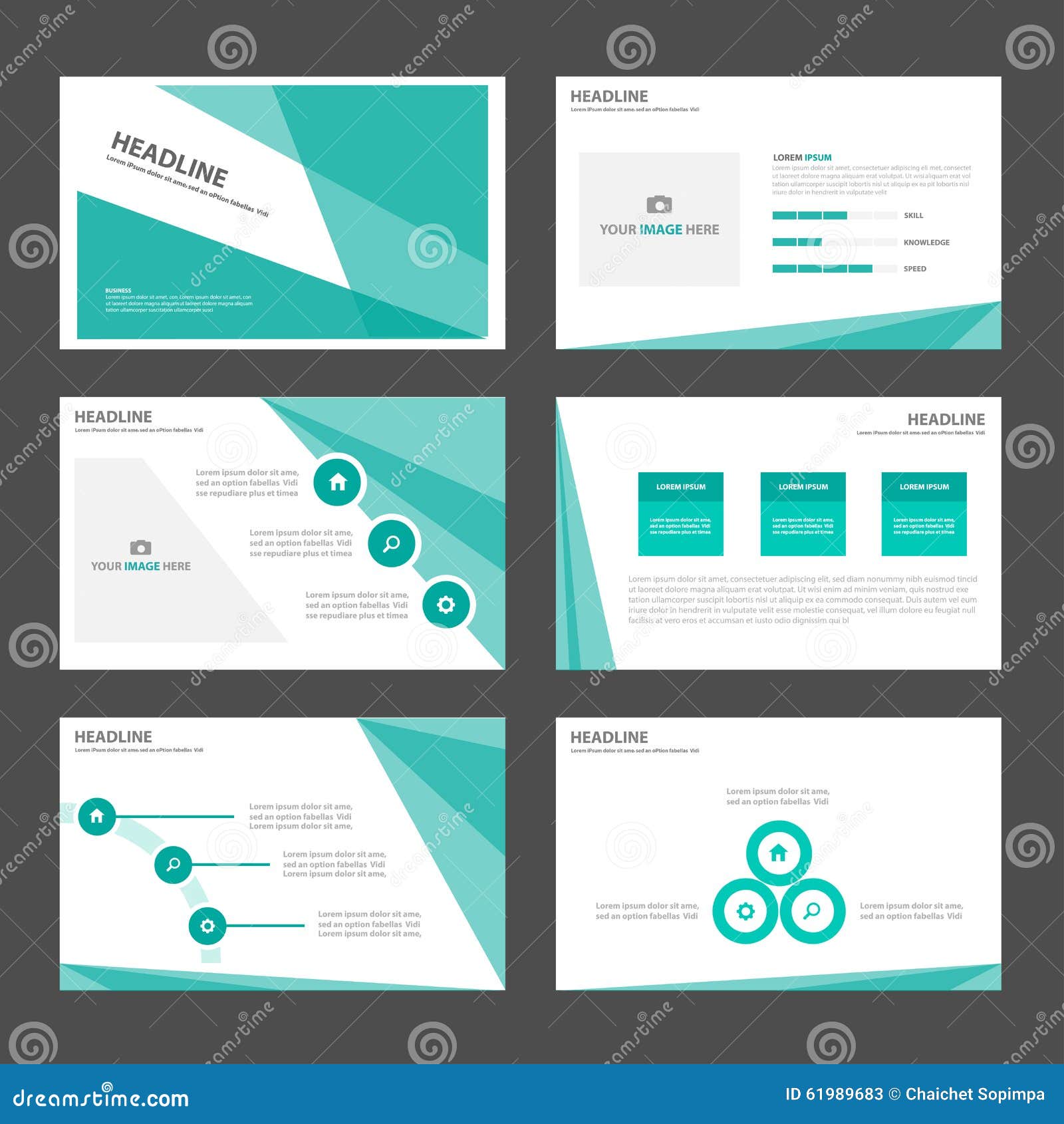 Green Pattern Presentation Template Infographic Elements And Icon Flat ...