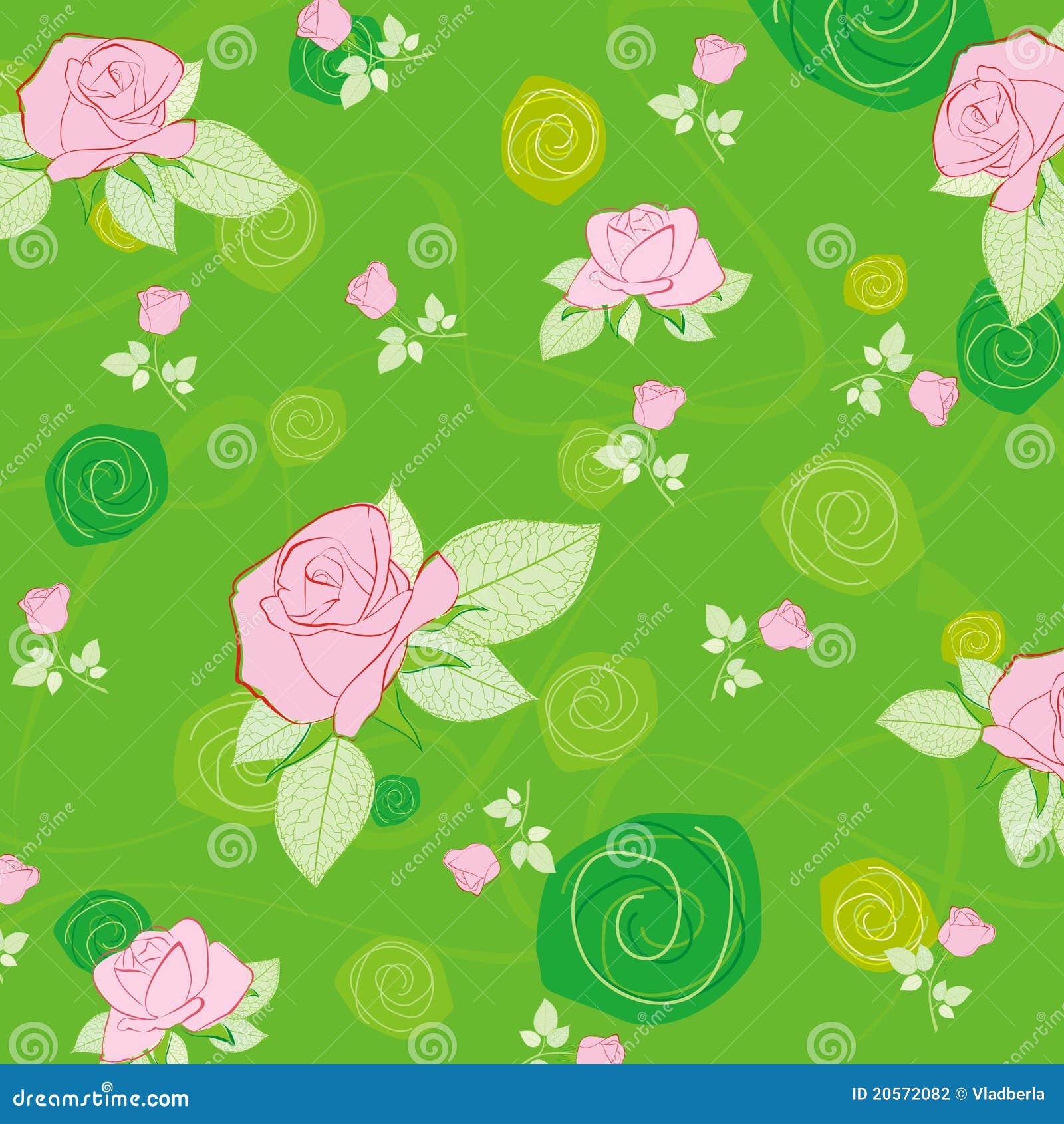 Green pattern with rose stock vector. Illustration of background - 20572082
