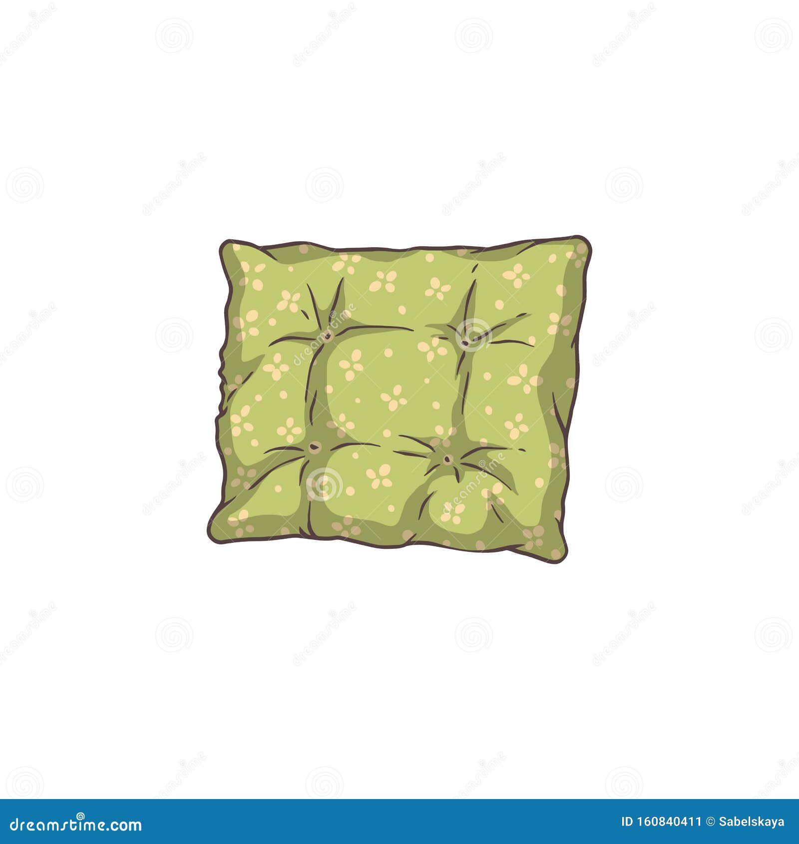 Green Patterned Seat Cushion with Soft Hand Drawn Texture Stock Vector ...
