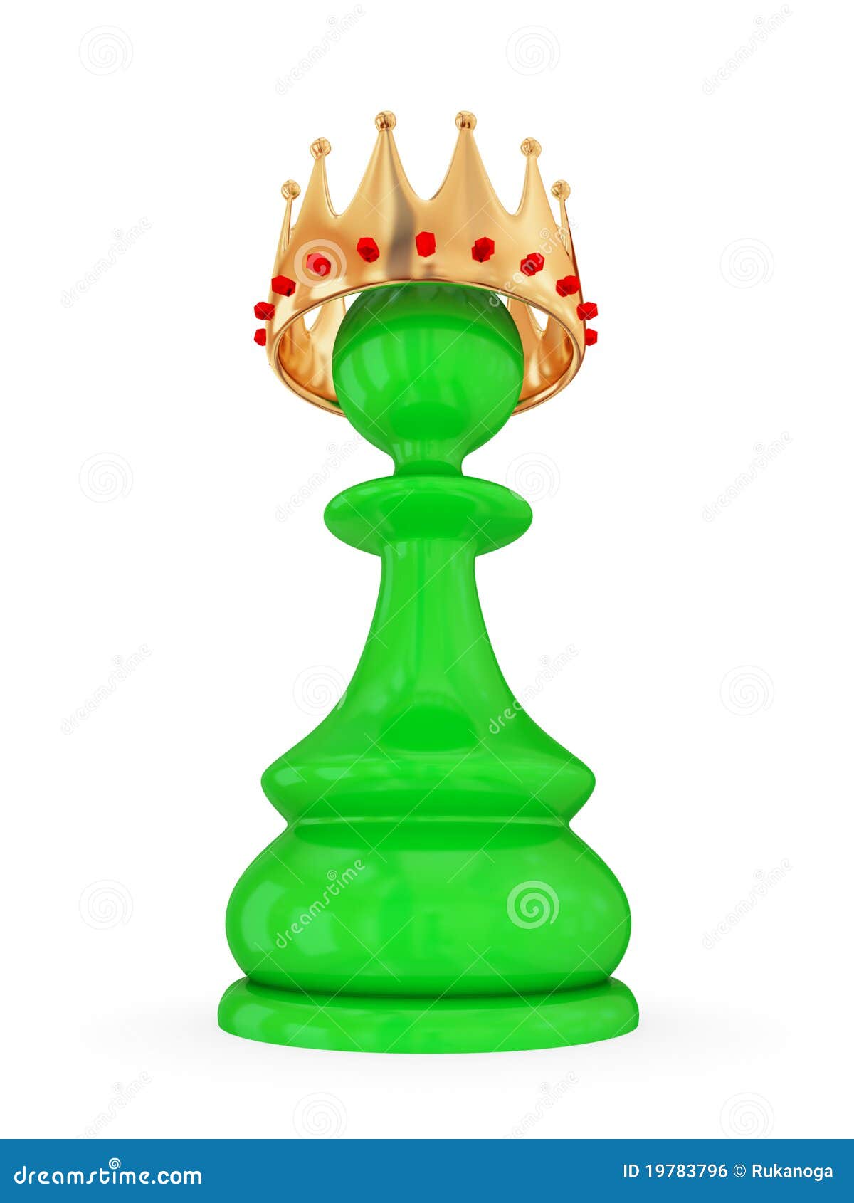 Green Pawn with a Large Golden Crown. Stock Illustration - Illustration ...