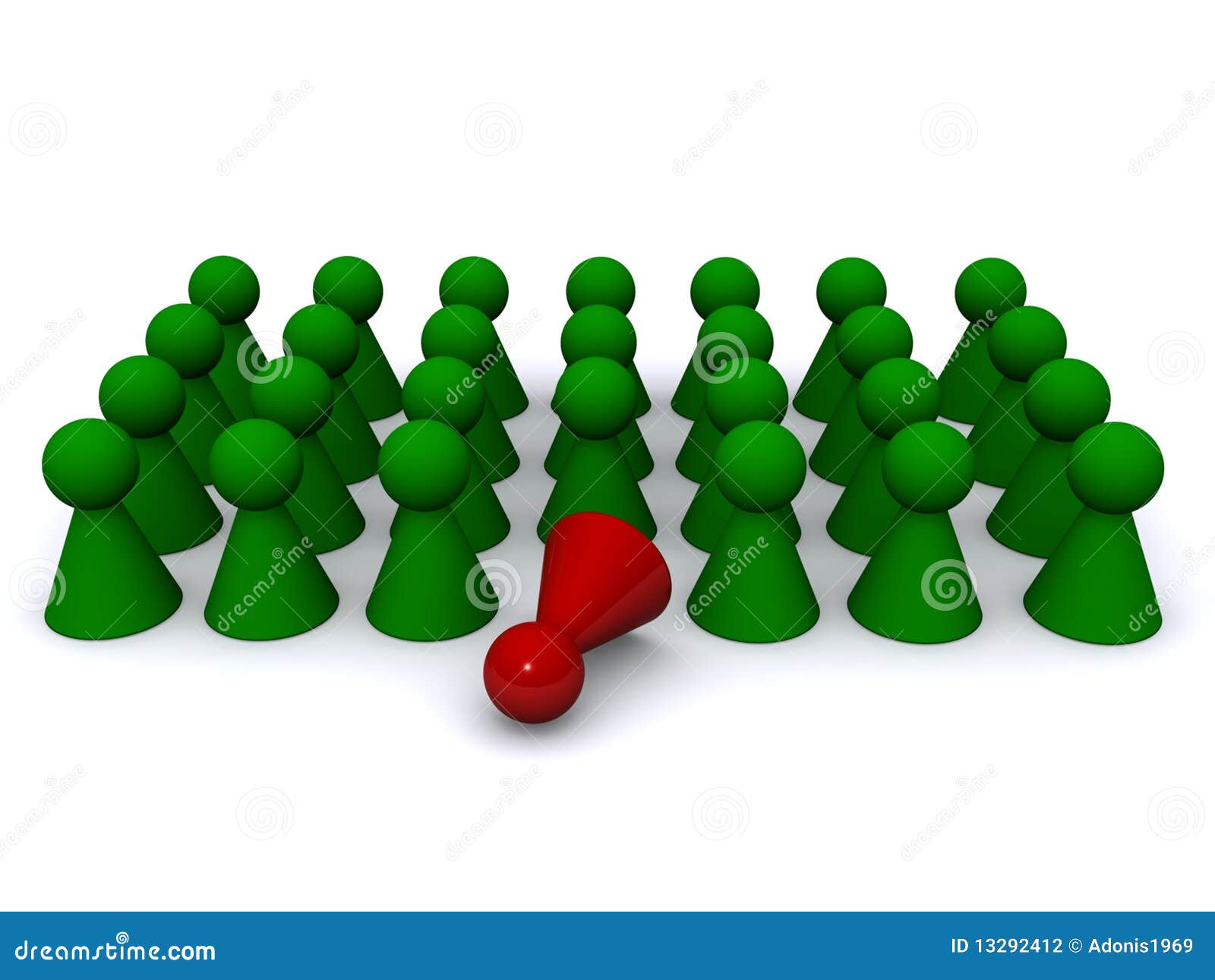 Green Pawns and One Red Pawn Stock Illustration - Illustration of pawn ...