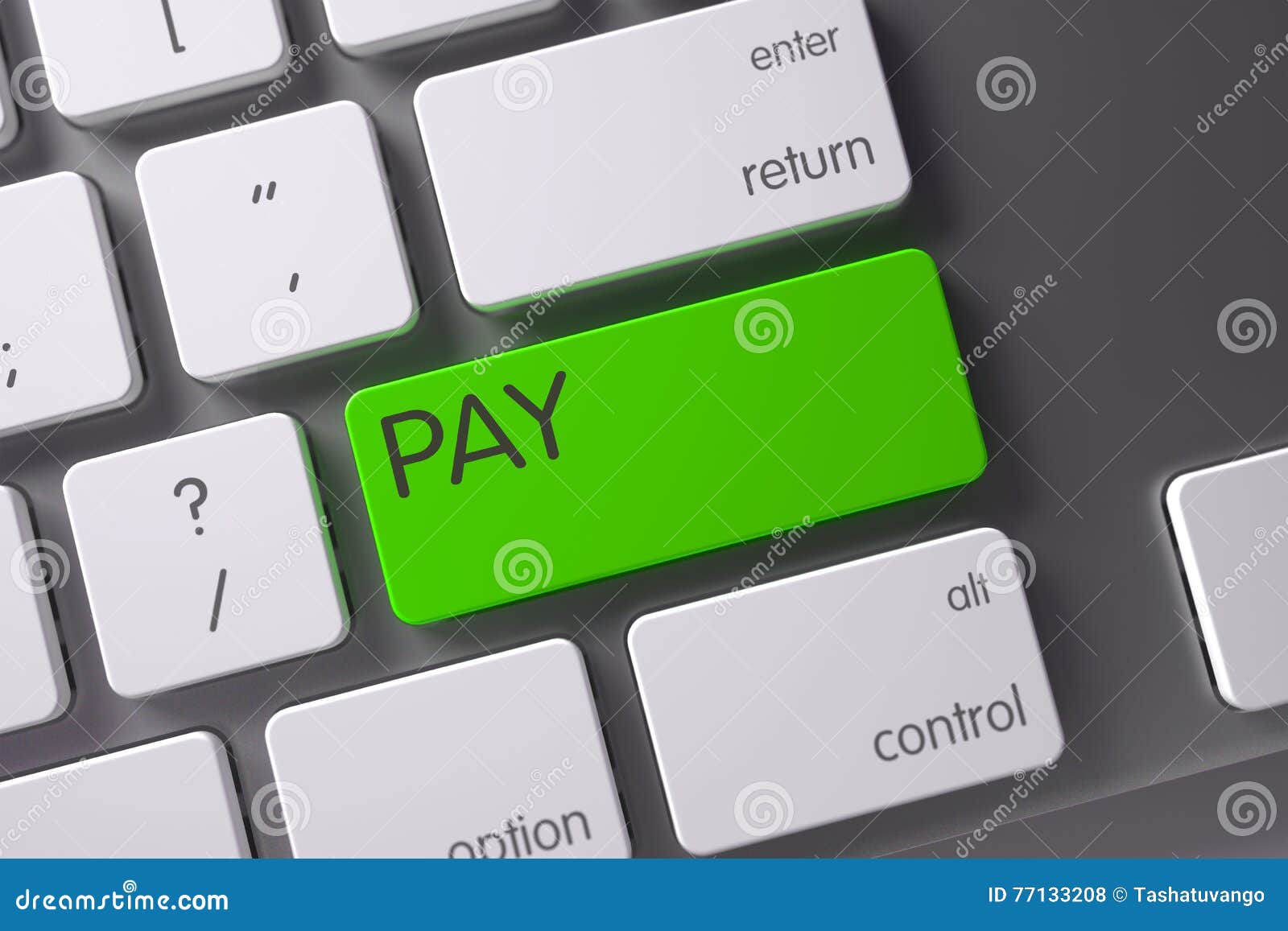 Green Pay Key on Keyboard. 3D Illustration. Stock Illustration ...