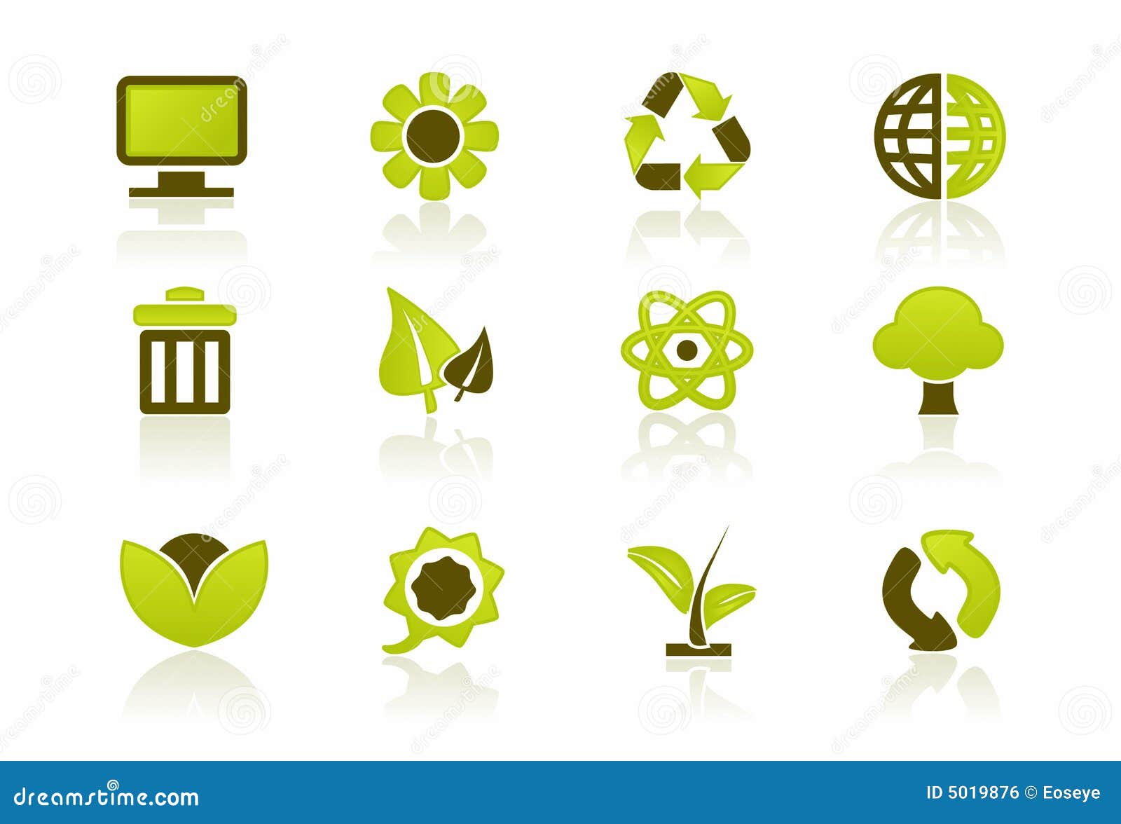 Green PC / it Icon Set stock illustration. Illustration of icon - 5019876
