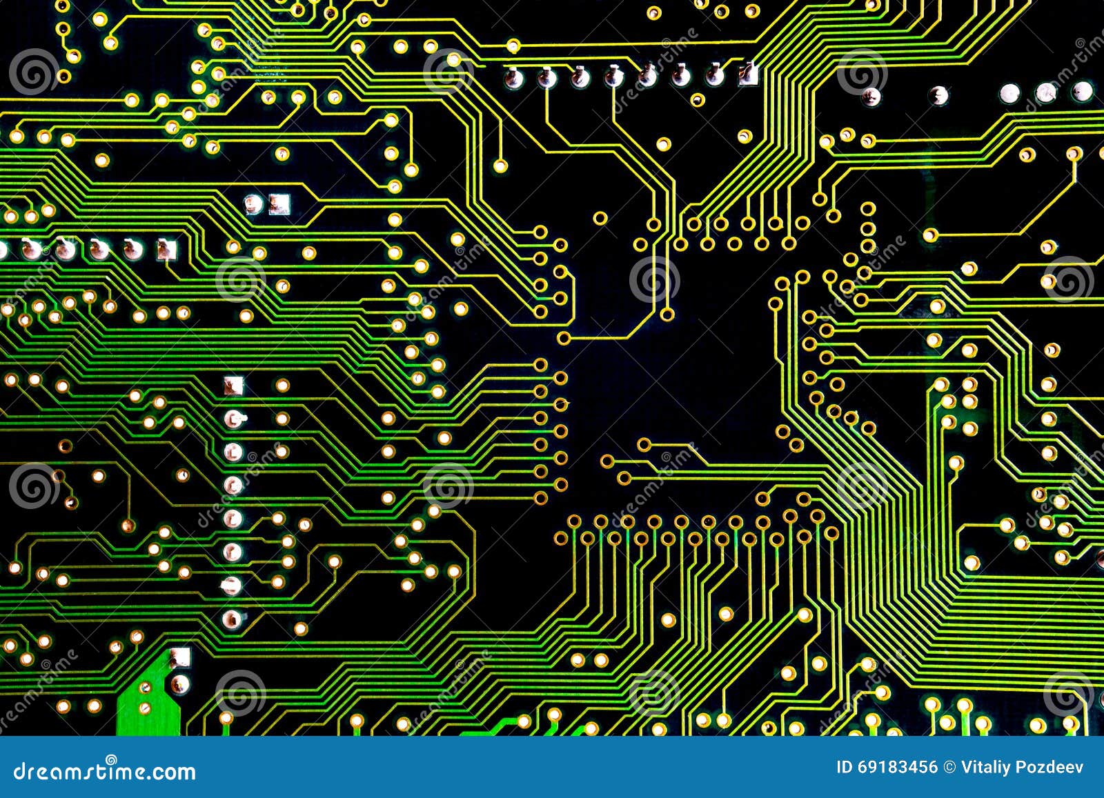 Green PCB close-up shot stock photo. Image of industry - 69183456