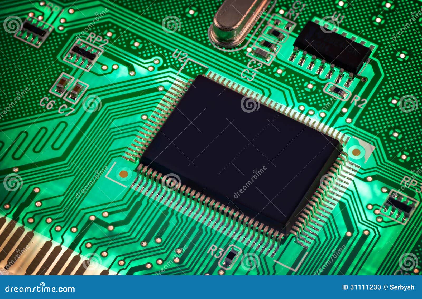 The Green PCB on the Lighting. Stock Photo - Image of bits, green: 31111230