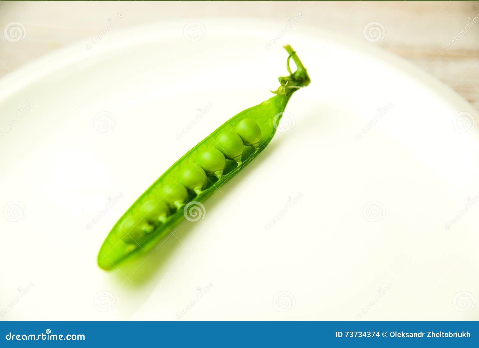 Green Pea Pod on the Big White Plate. Stock Photo - Image of diet ...