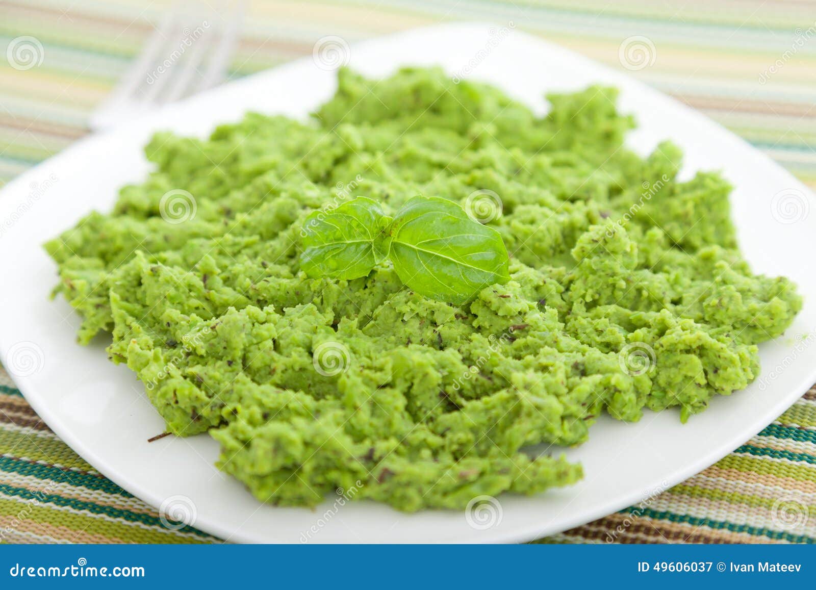 Green pea puree stock image. Image of portion, indoors - 49606037