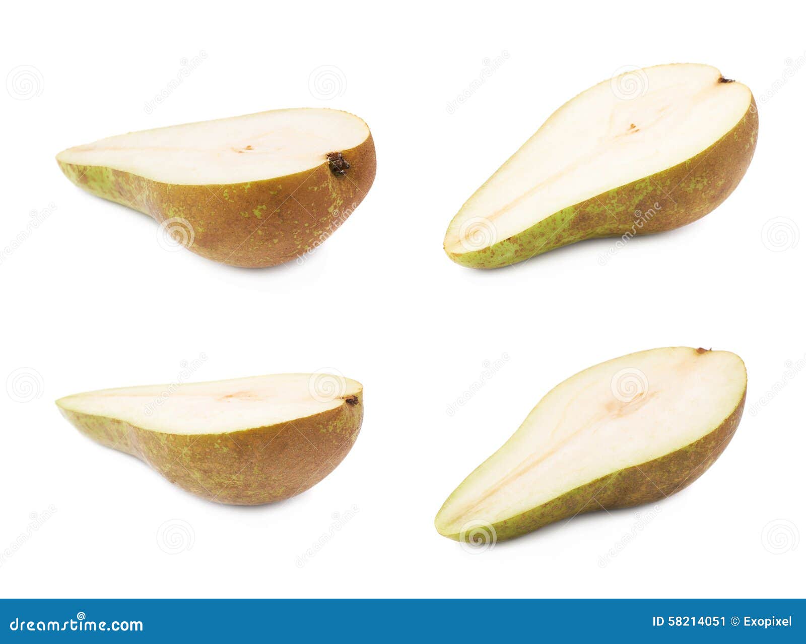 Green Pear Cut in Half Isolated Stock Image - Image of pear, background ...