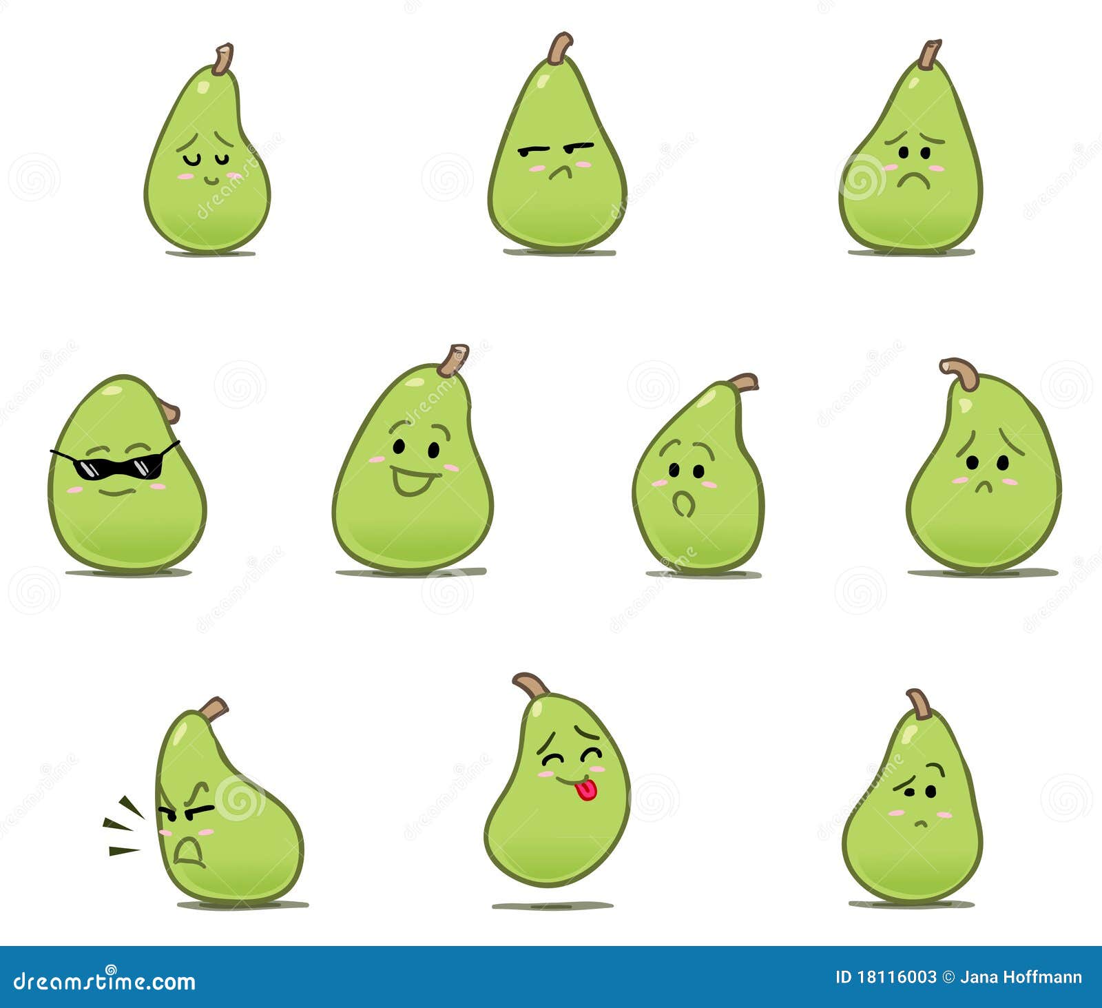 Green Pear Face Cartoons stock vector. Illustration of expressions ...