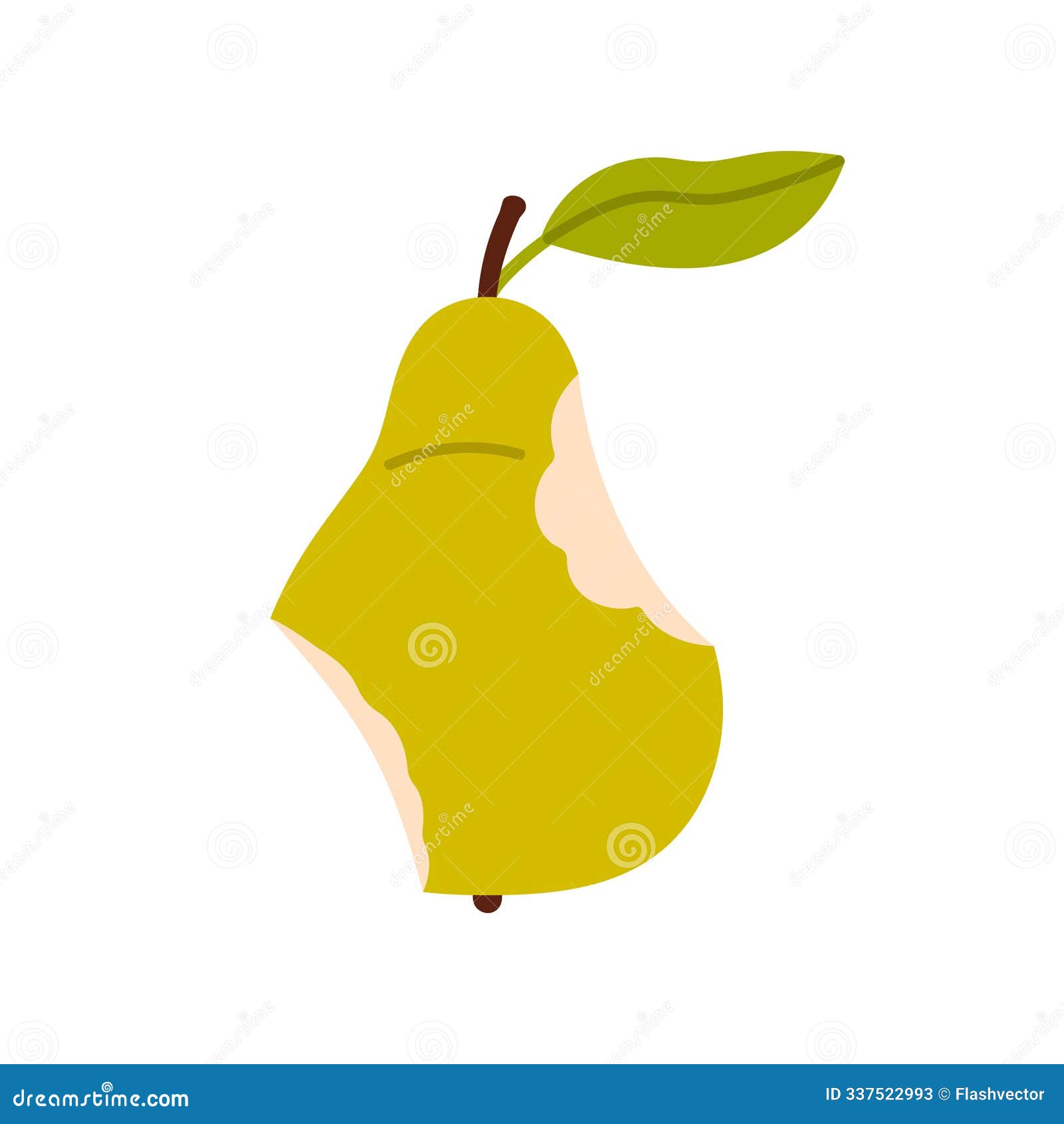 Green Pear with Leaf and Bitten Sides To Eat and Enjoy Fruit Stock ...