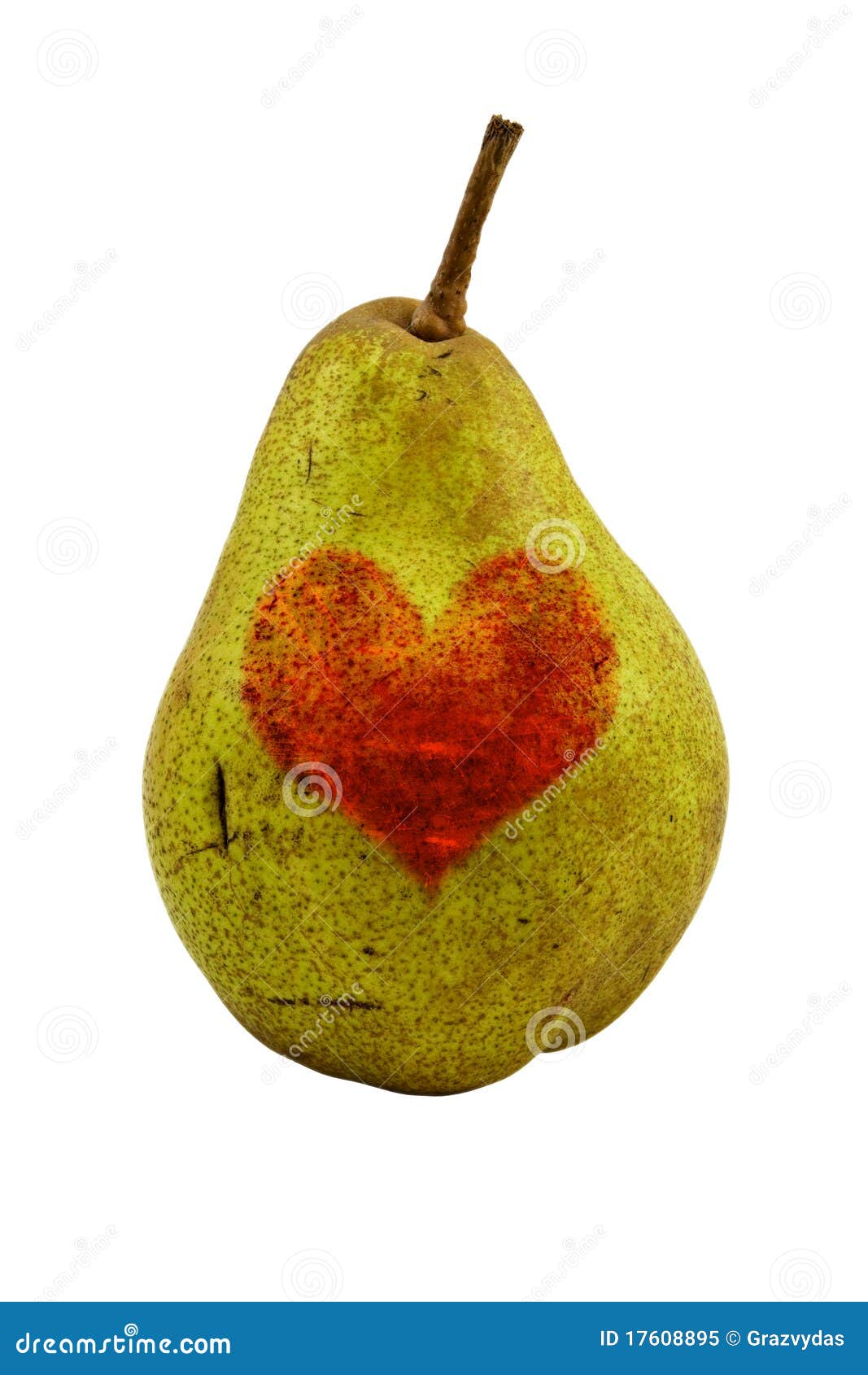 Green Pear with a Red Heart Shape Stock Image - Image of fresh, natural ...