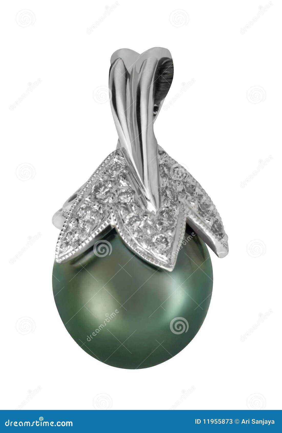 Green pearl pendant stock image. Image of fine, element - 11955873