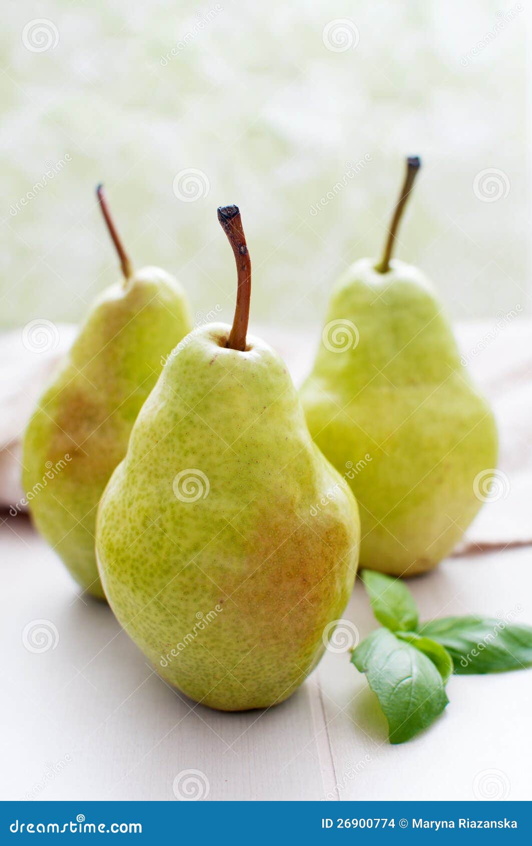 Green pears on the table stock photo. Image of organic - 26900774