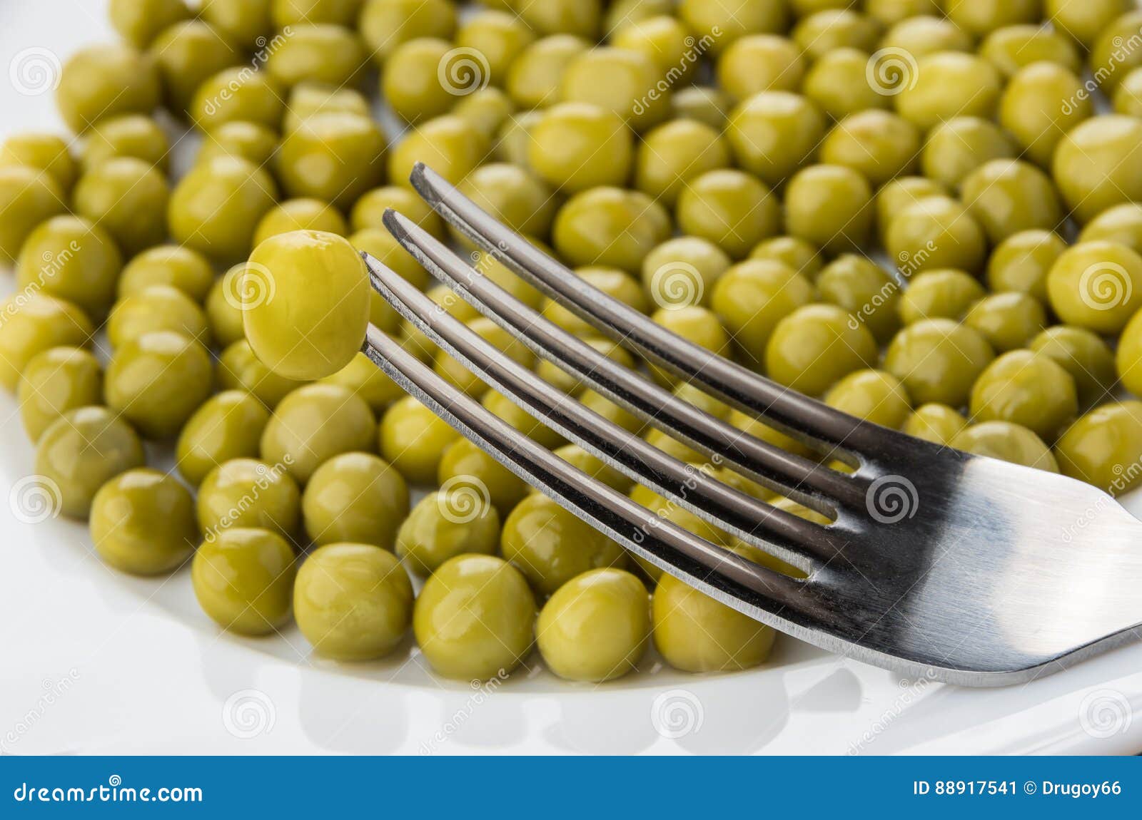 Green Peas and Fork in Plate Close Up Stock Image - Image of plate ...