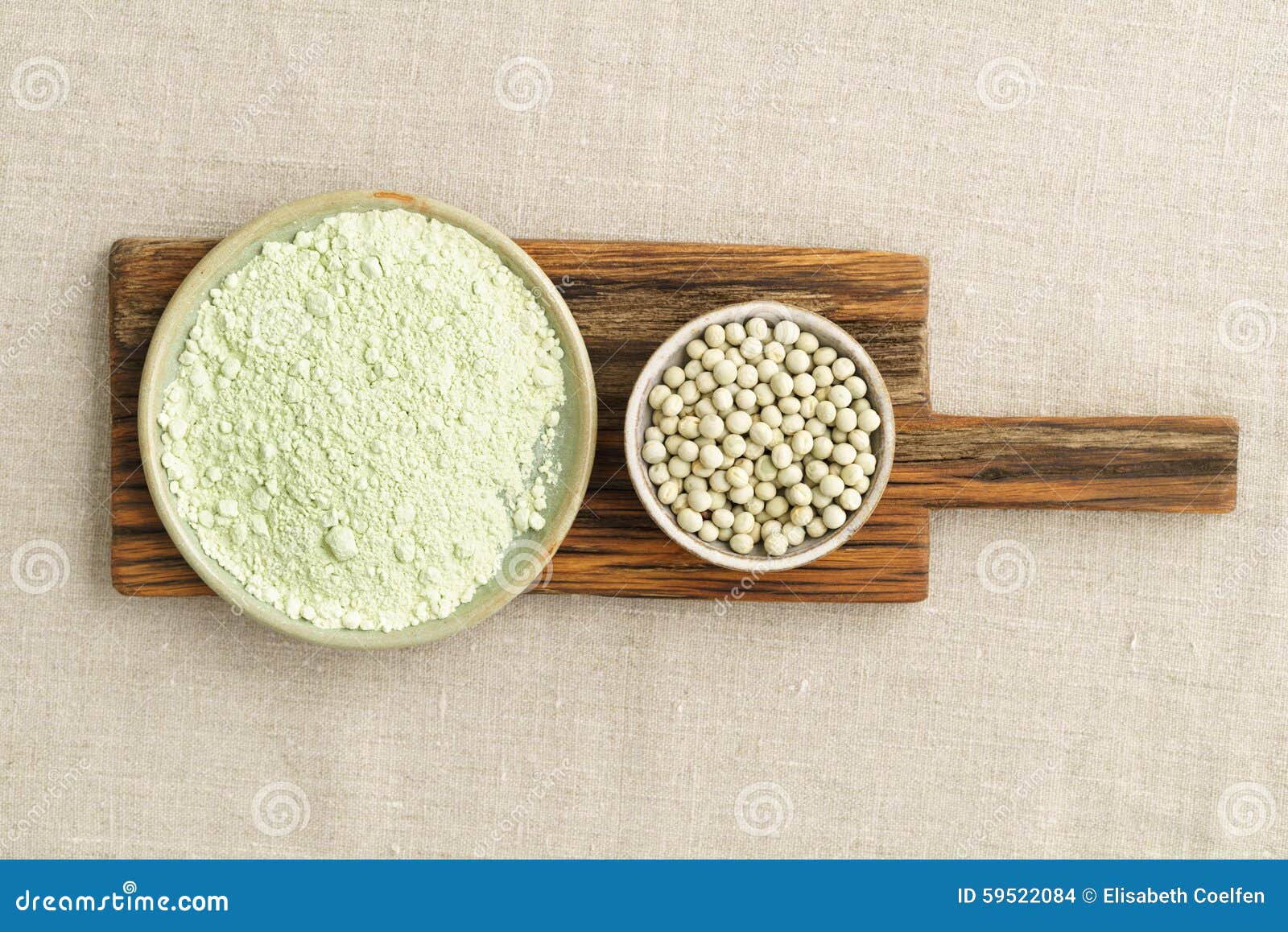 Green peas and pea flour stock photo. Image of linen - 59522084