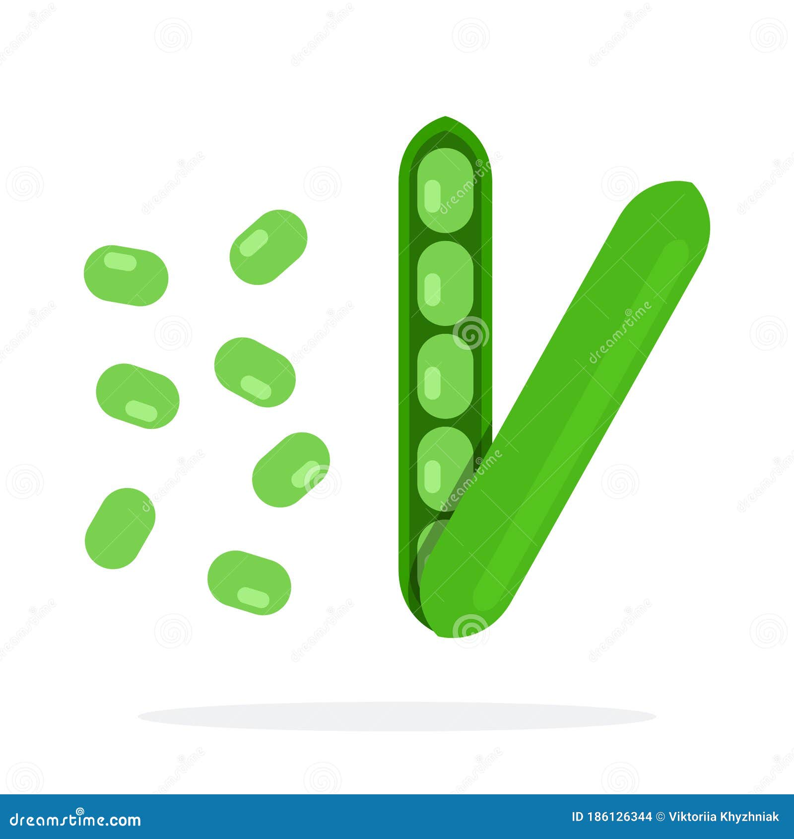 Green Peas in a pod stock vector. Illustration of diet - 186126344