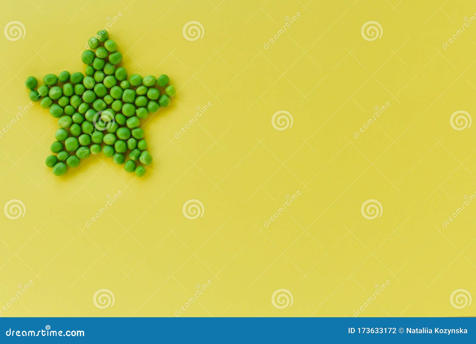 Green Peas in the Shape of a Star on a Yellow Background Stock Photo ...