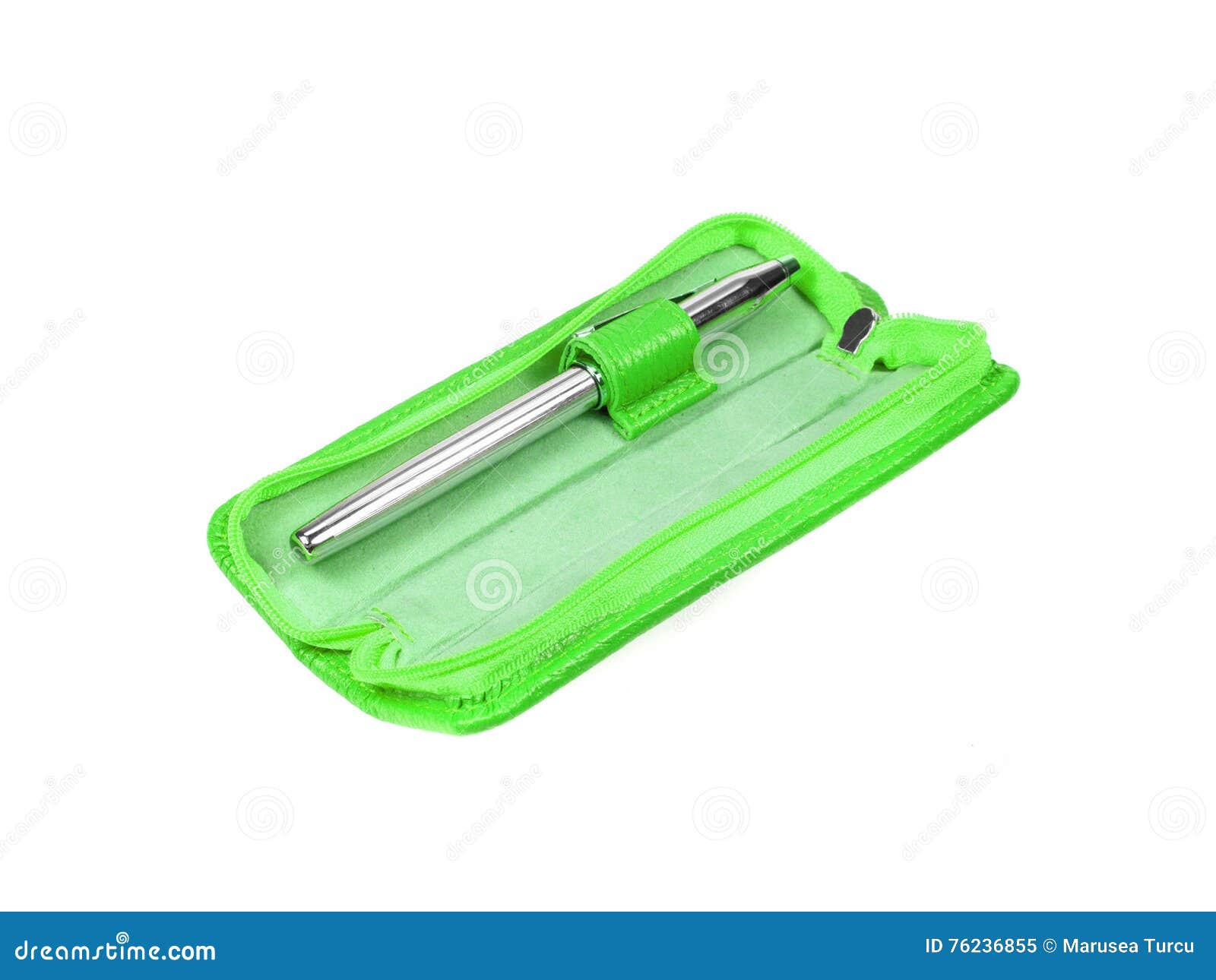 Green pen case isolated stock image. Image of present - 76236855