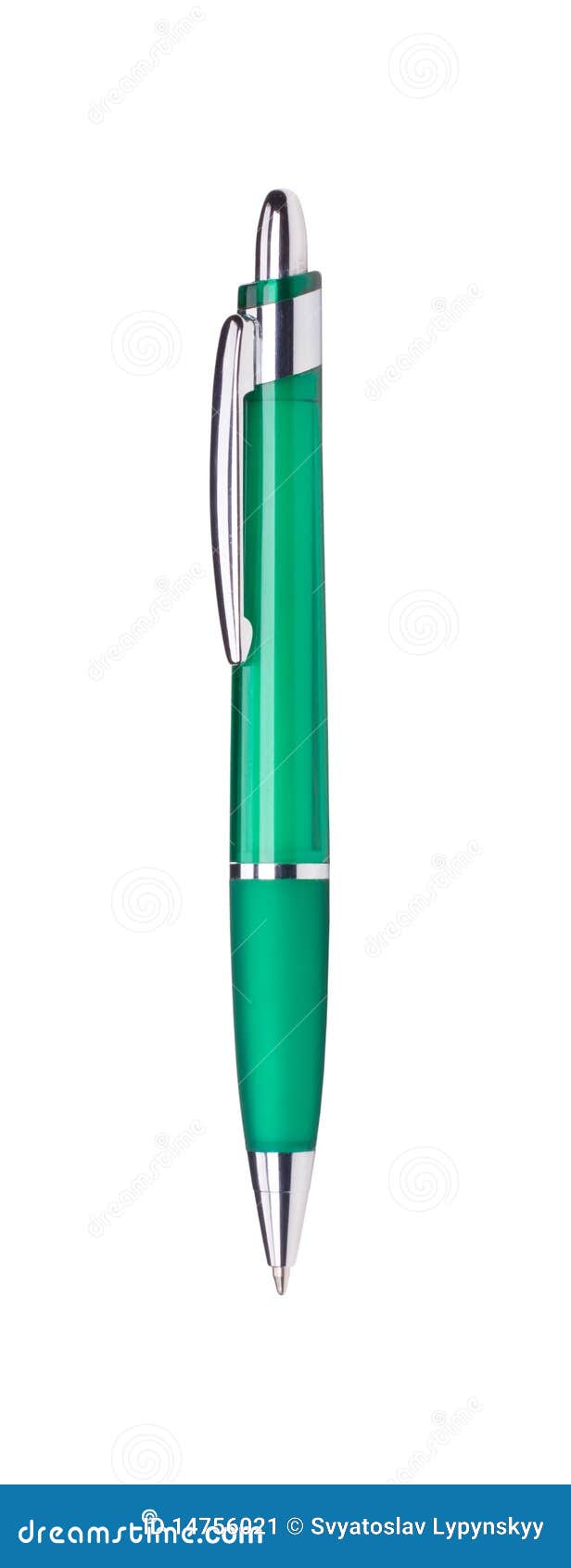 Green Pen Isolated with Path on White Stock Image - Image of closeup ...