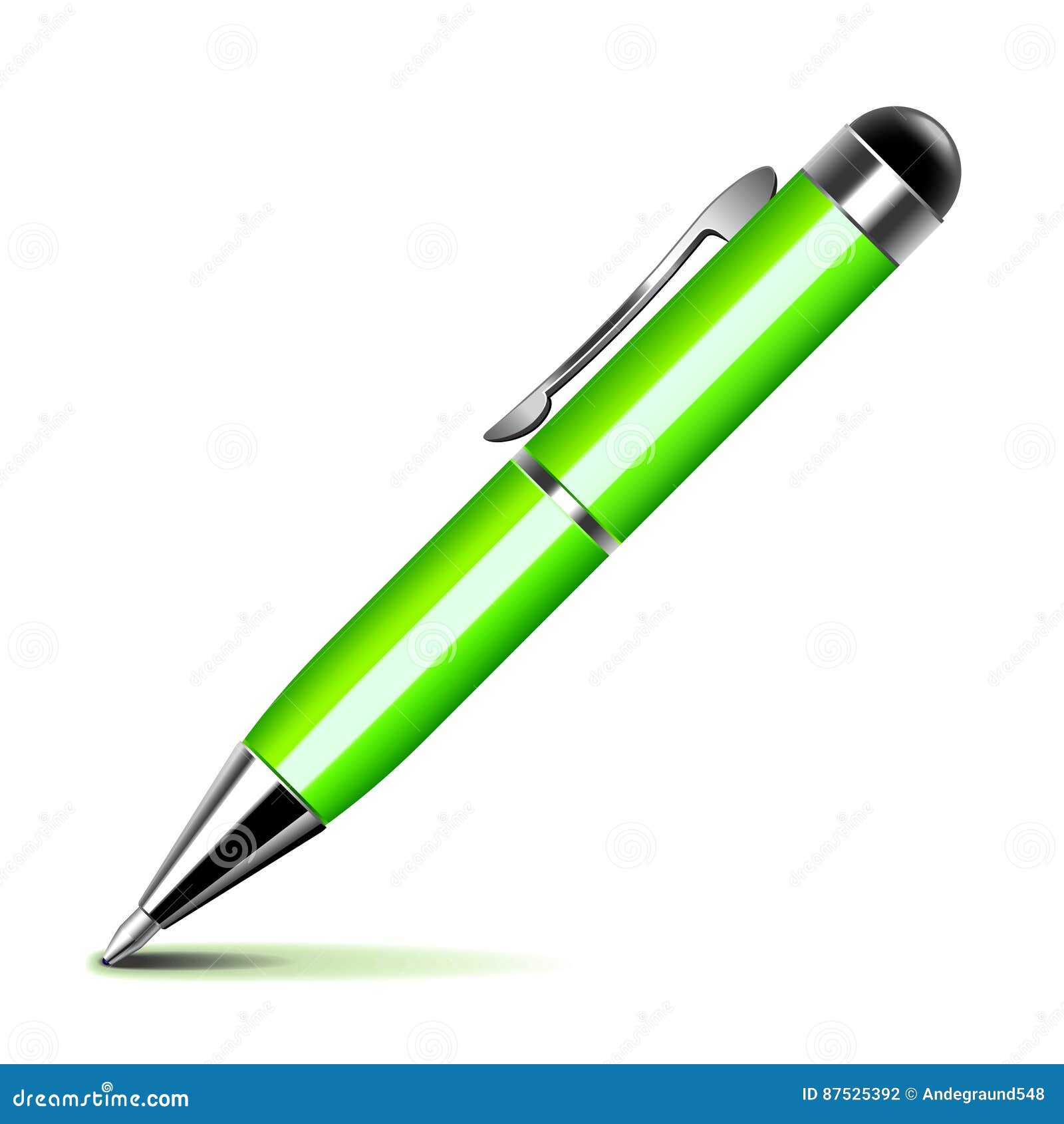 Green Pen Isolated on White Vector Stock Vector - Illustration of ...