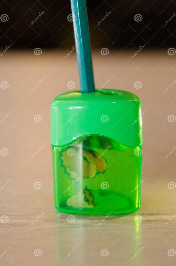 Green Pencil Sharpener Sharpening the Green Pencil Stock Photo - Image ...