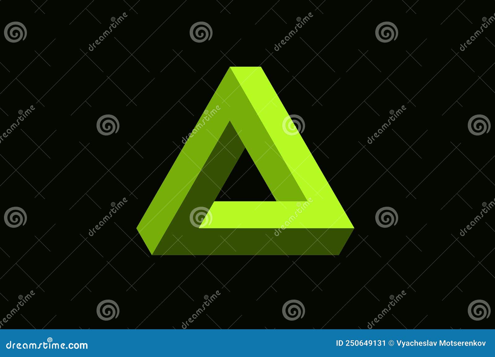 Green Penrose Impossible Triangle, Vector Optical Illusion Stock Vector ...
