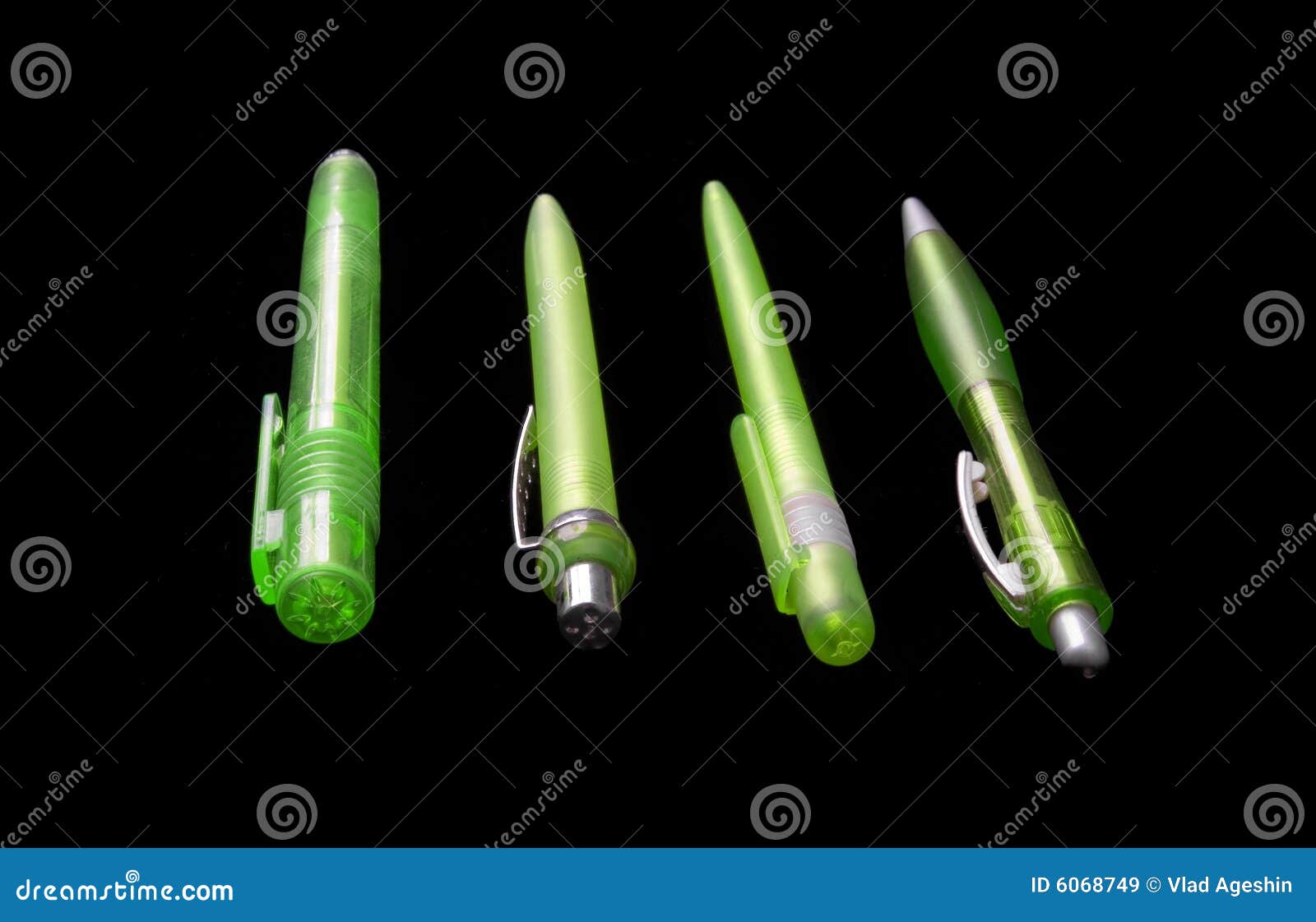 Green pens stock image. Image of object, rubber, isolated - 6068749
