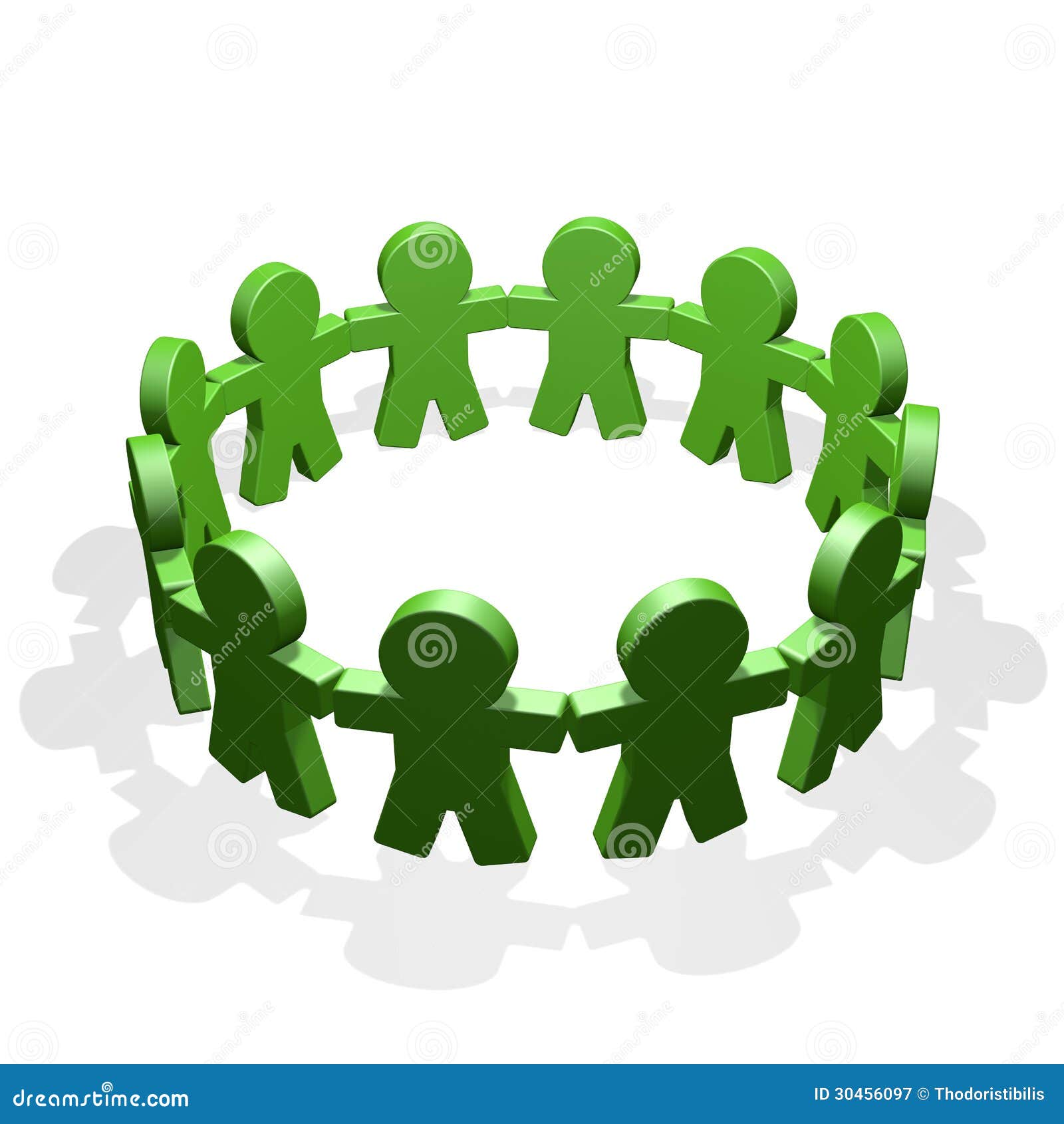 Green People Connected in a Circle Holding Their Hands Stock ...