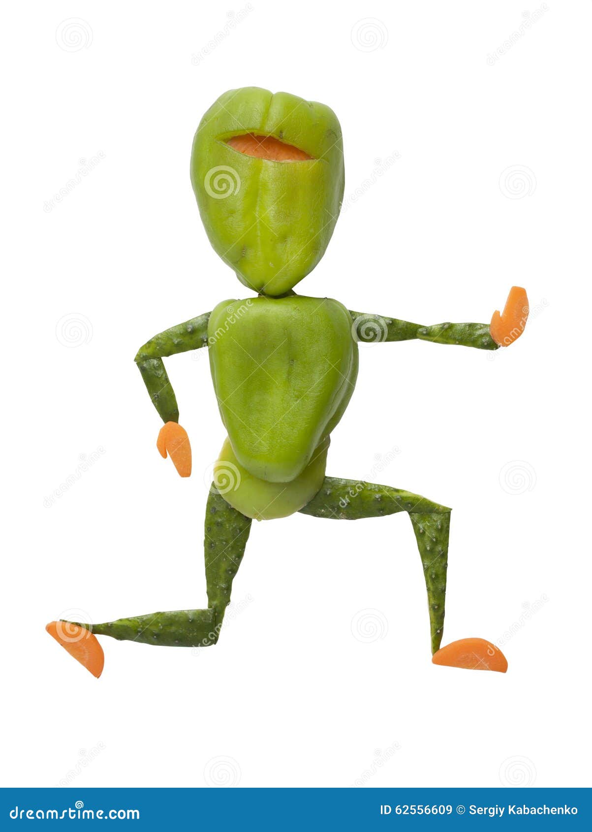 Green Pepper Ninja Sits on Knee Stock Image - Image of isolated ...