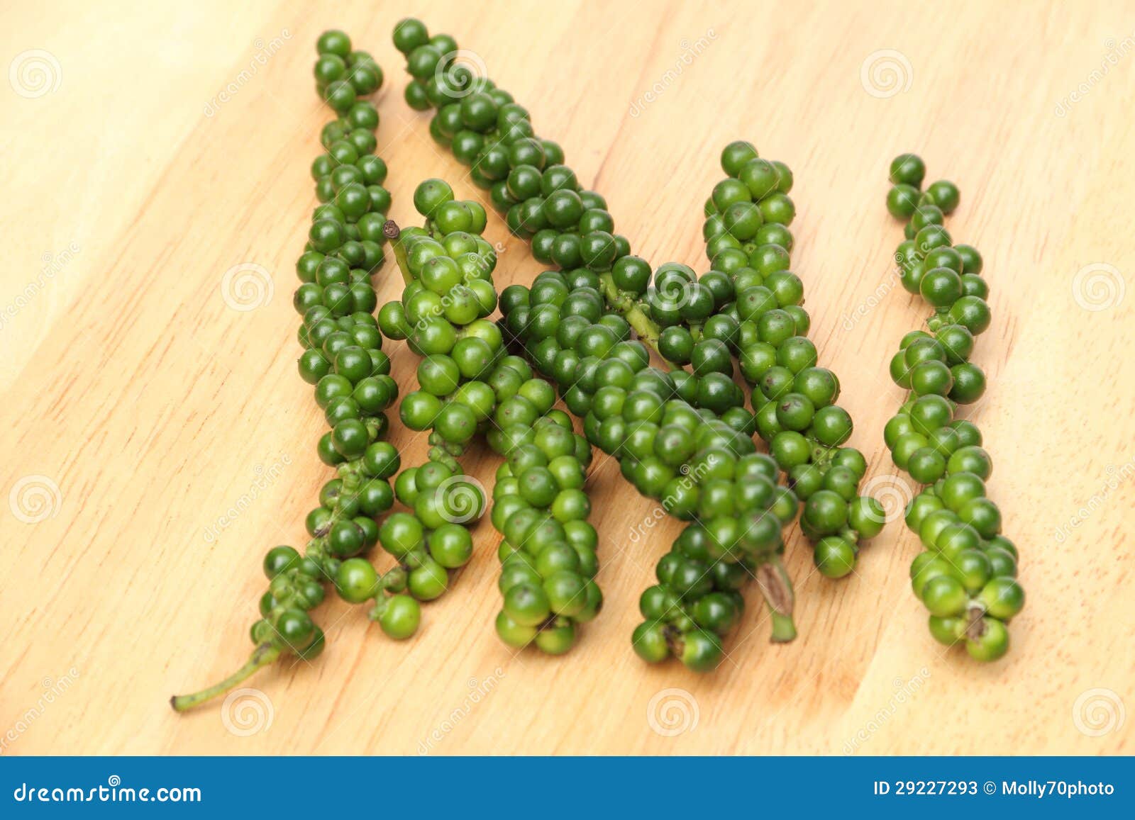 Green Peppercorns on a Wooden Board Stock Image - Image of spice ...
