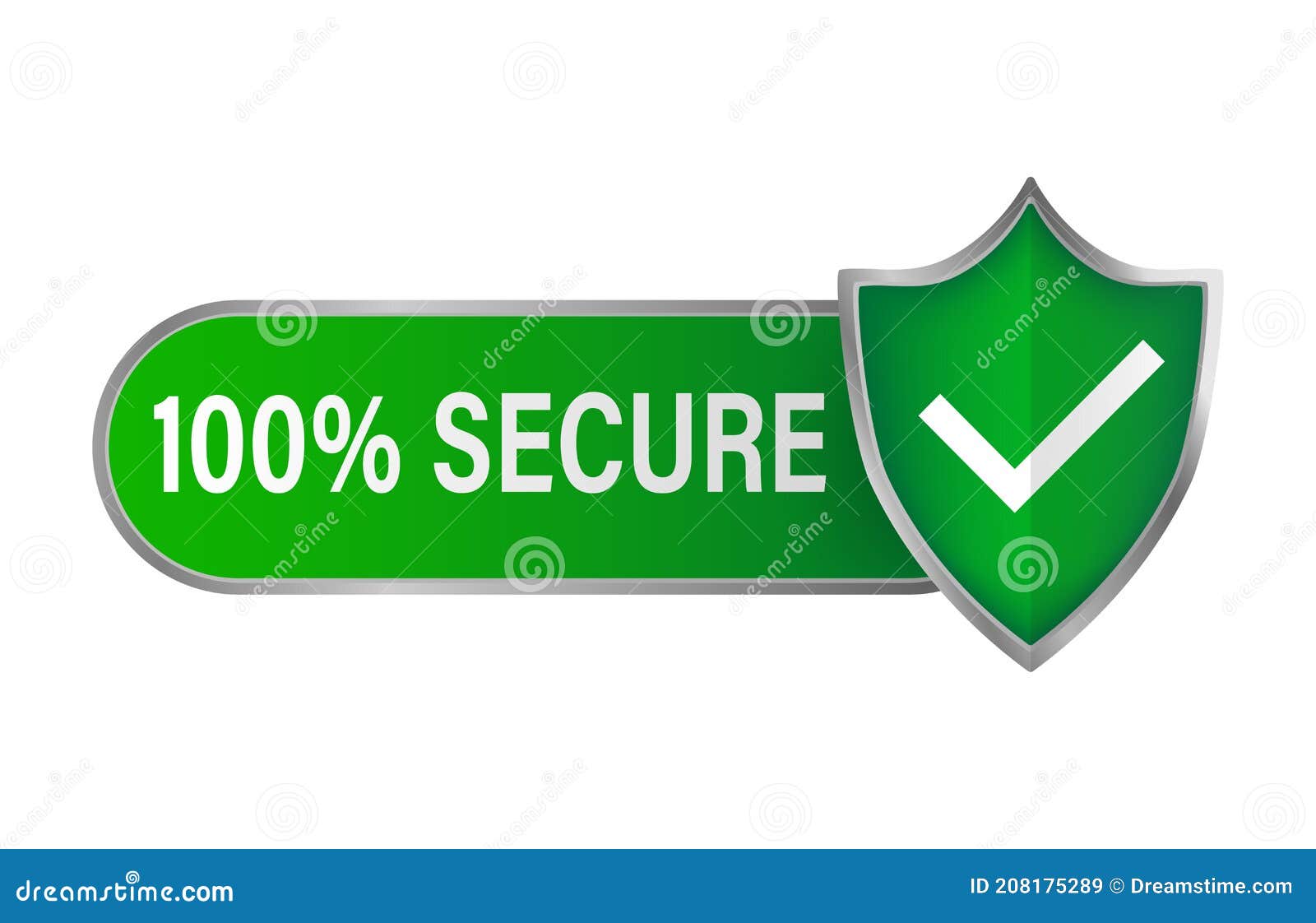 Green 100 Percent Secure Protection Icon Vector Shield Icon Vector