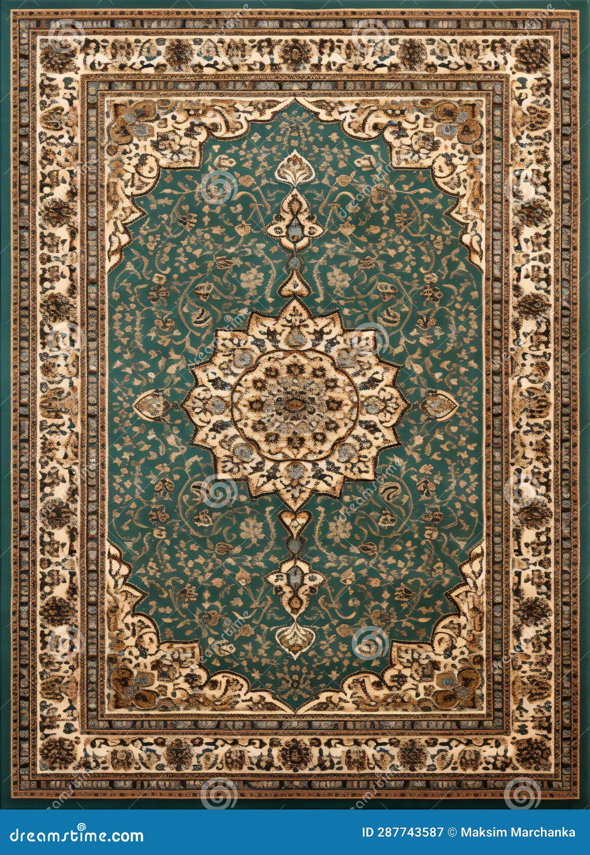 Green Persian Carpet Top View Stock Illustration - Illustration of ...