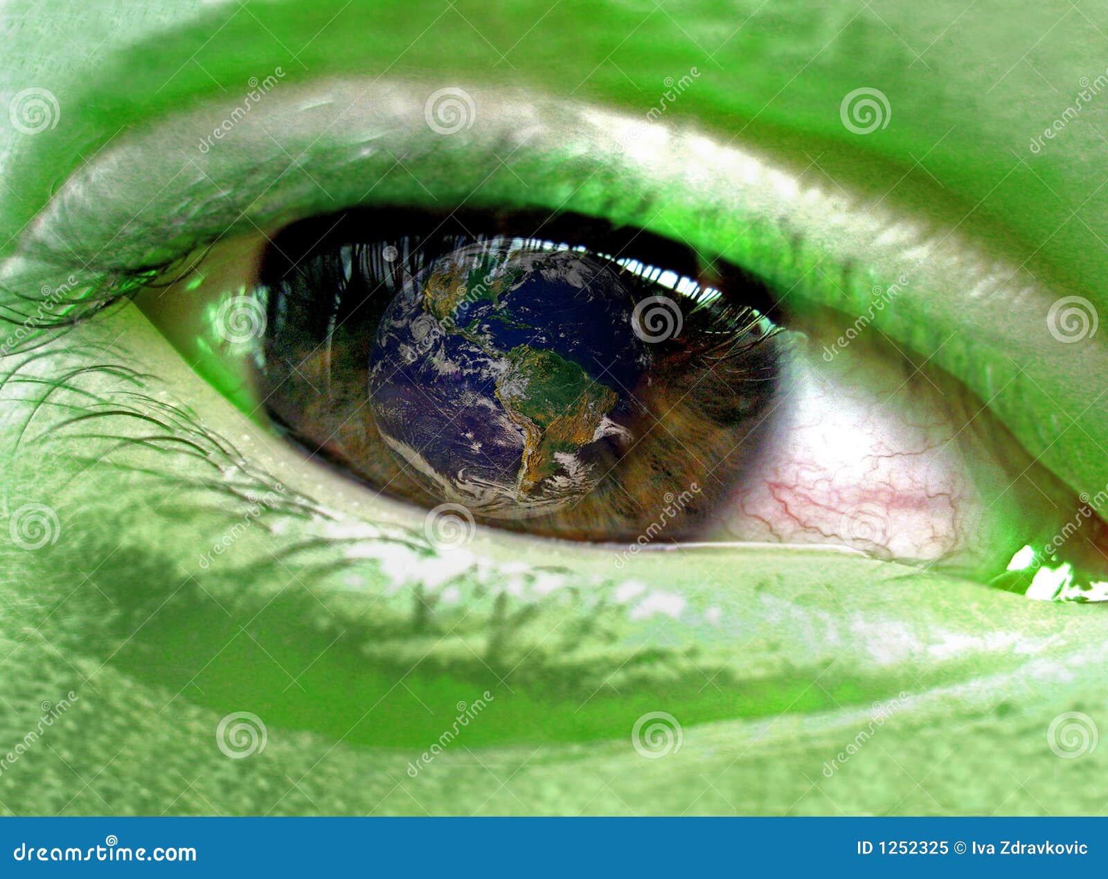 Green Person Watching Earth Stock Image - Image of closeup, planet: 1252325