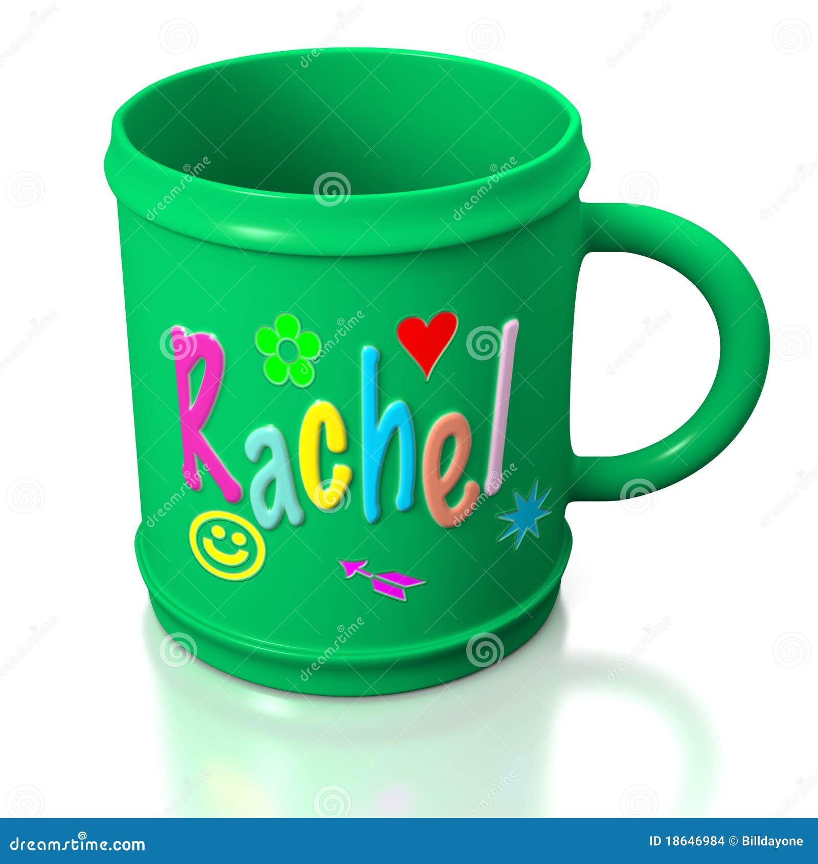 Green Personalized Plastic Mug Stock Illustration - Illustration of ...