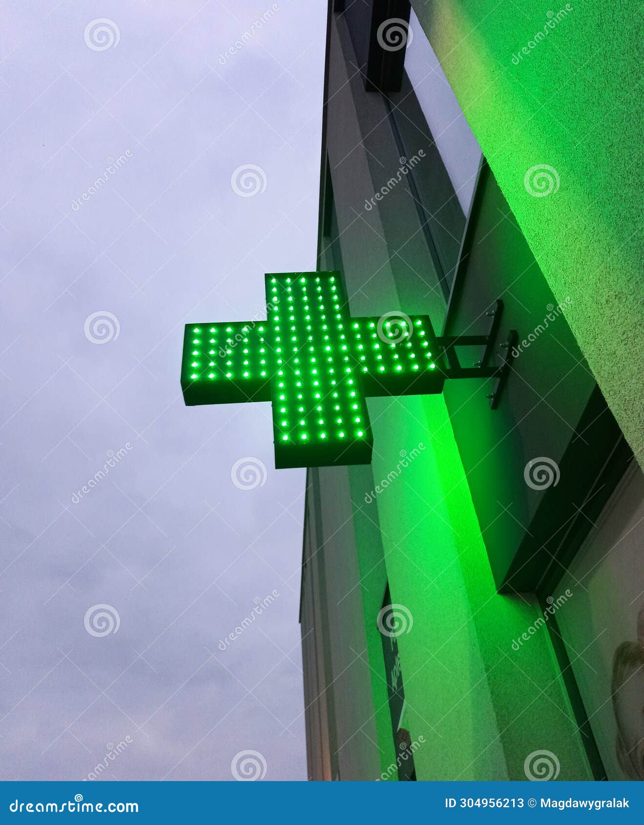 Green Pharmacy Electric Sign Outside. Stock Image - Image of help ...