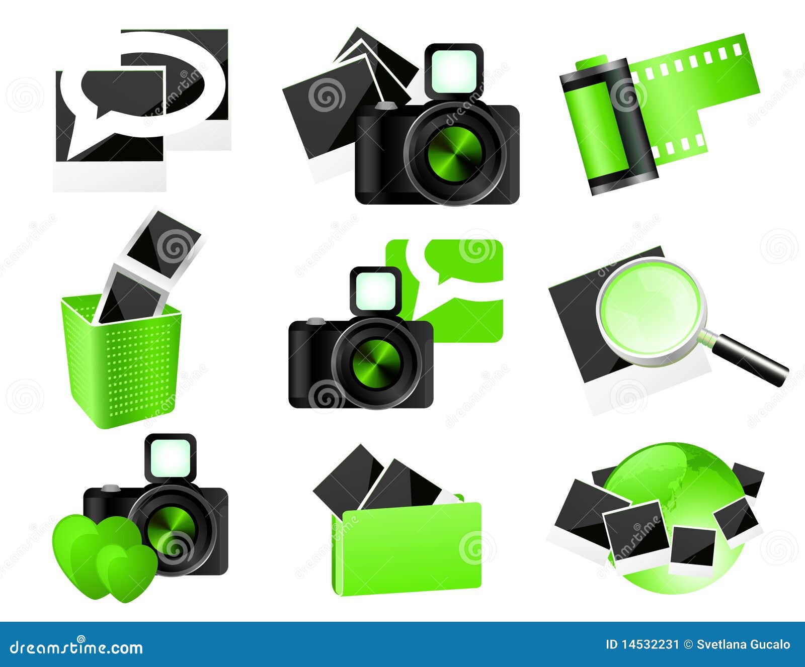 Green photo icons stock vector. Illustration of photograph - 14532231
