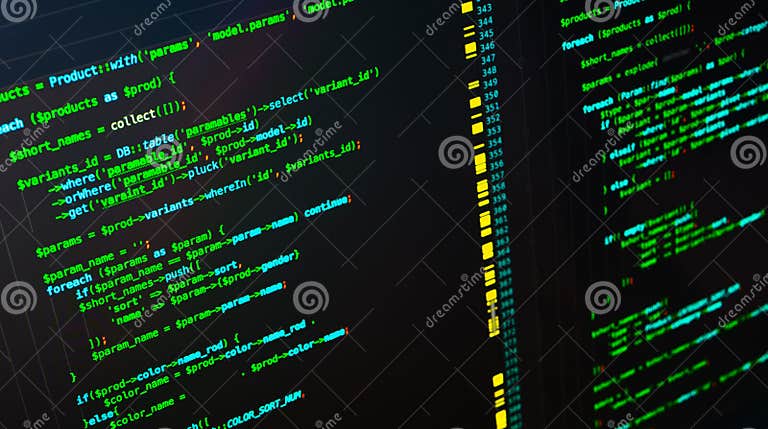 Green Php Code on Dark Background in Code Editor, Macro Stock Image ...