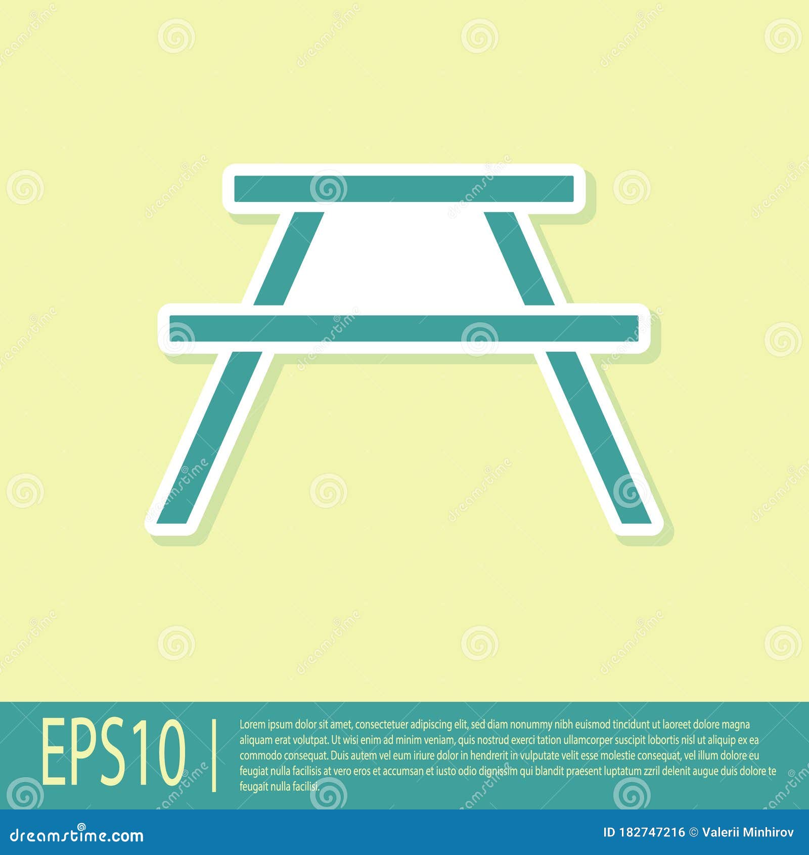 Green Picnic Table with Benches on Either Side of the Table Icon ...