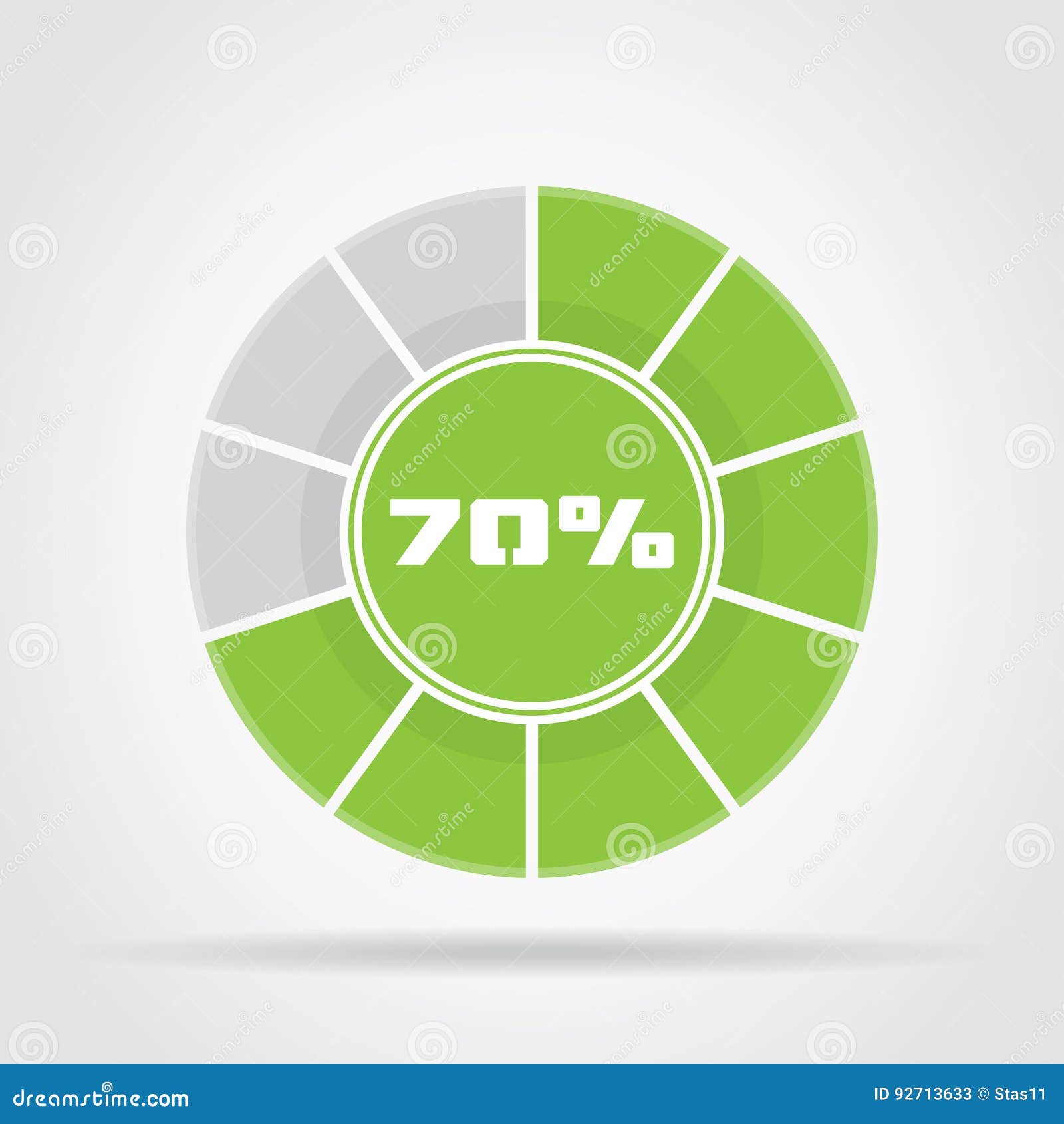 Green Pie Chart Percentage Diagram with Shadow Stock Illustration ...