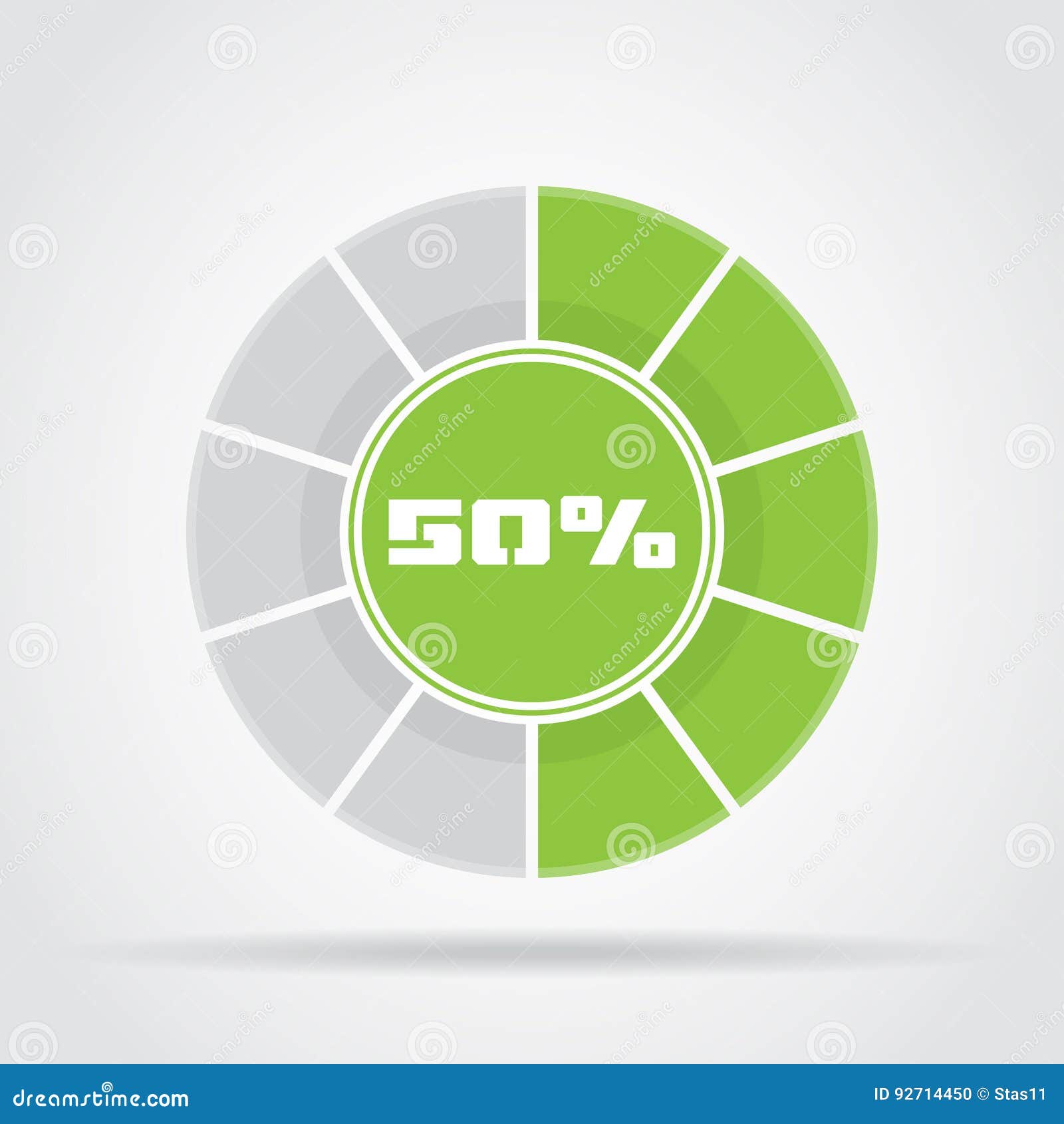 Green Pie Chart Percentage Diagram with Shadow Stock Illustration ...