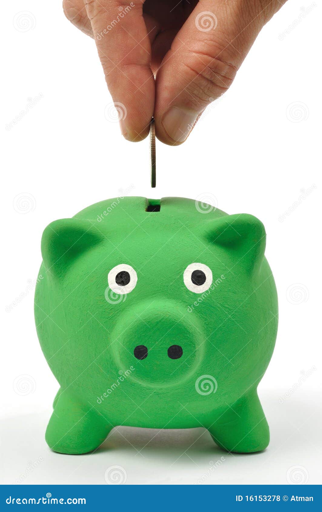 Green Piggy Bank stock photo. Image of green, insert - 16153278