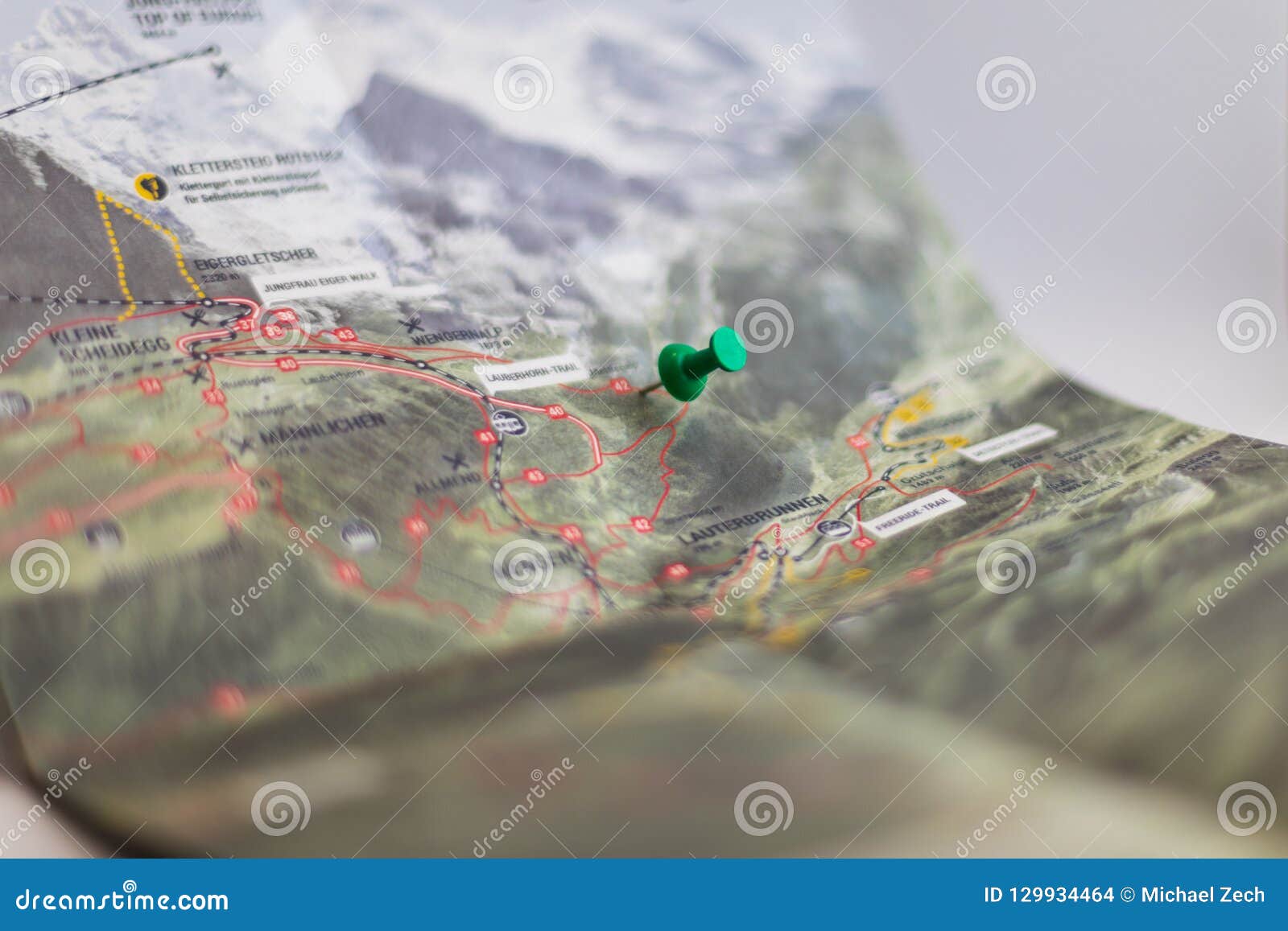 Green Pin Marks a Location of a Destination on a Map Stock Photo ...