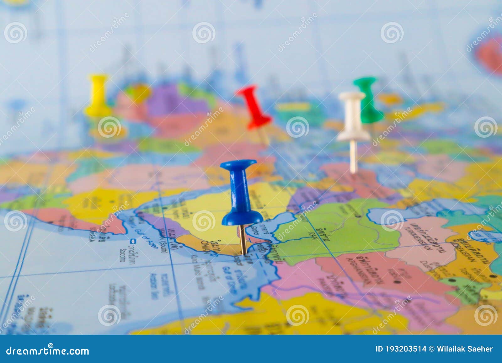 Topographic Map with Pin Location on Map with Colored Pin. Stock Photo ...
