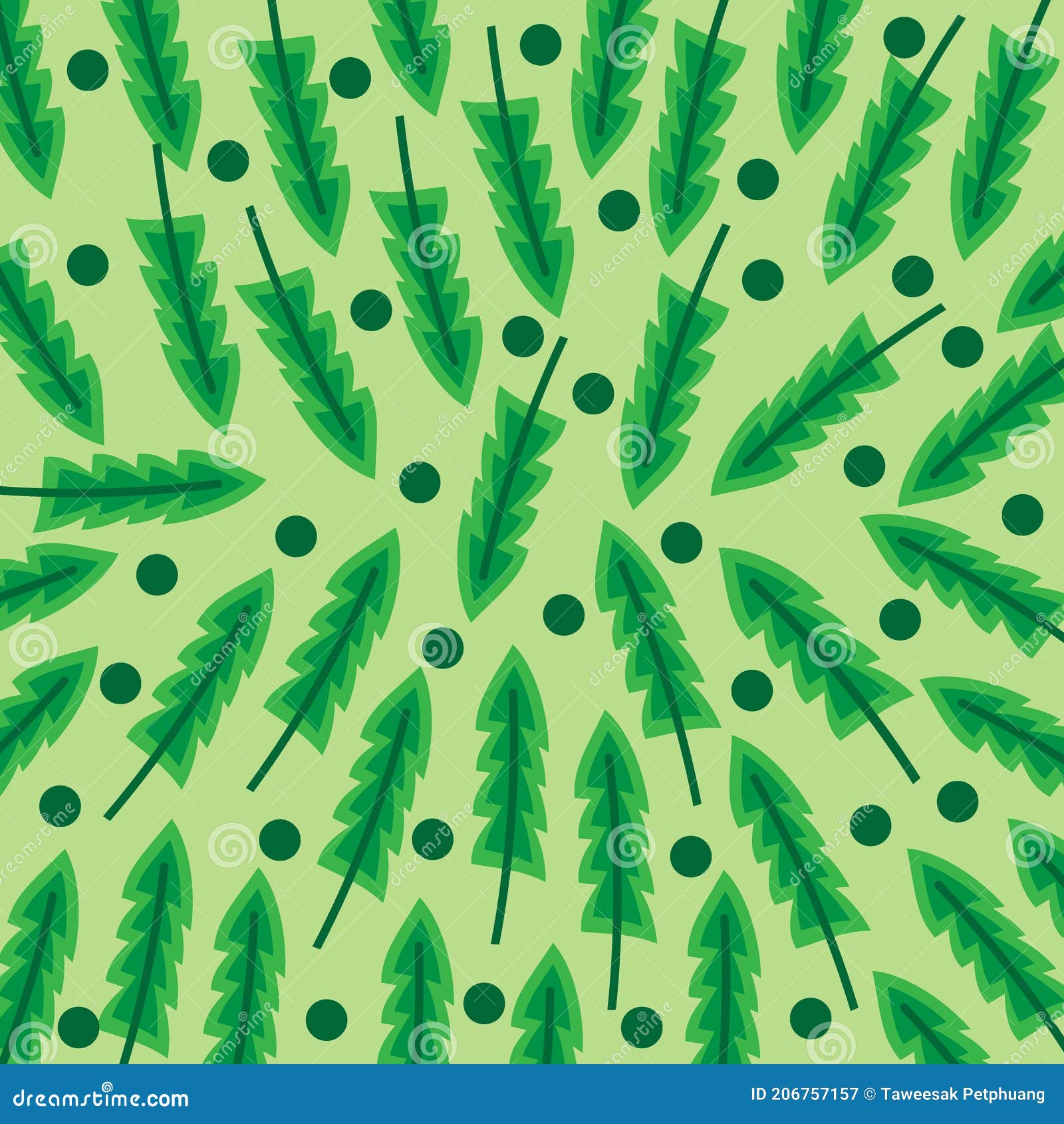 Green Pine Leaves Pattern on the Background Stock Vector - Illustration ...