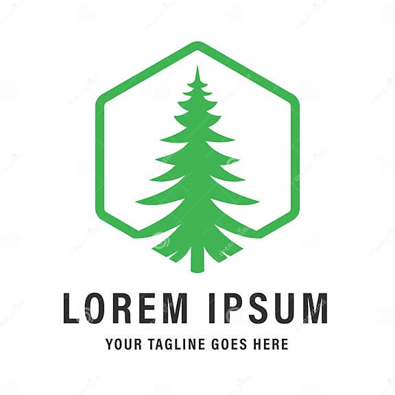 Green Pine Tree with Hexagonal Frame Suitable for Eco-friendly Business ...