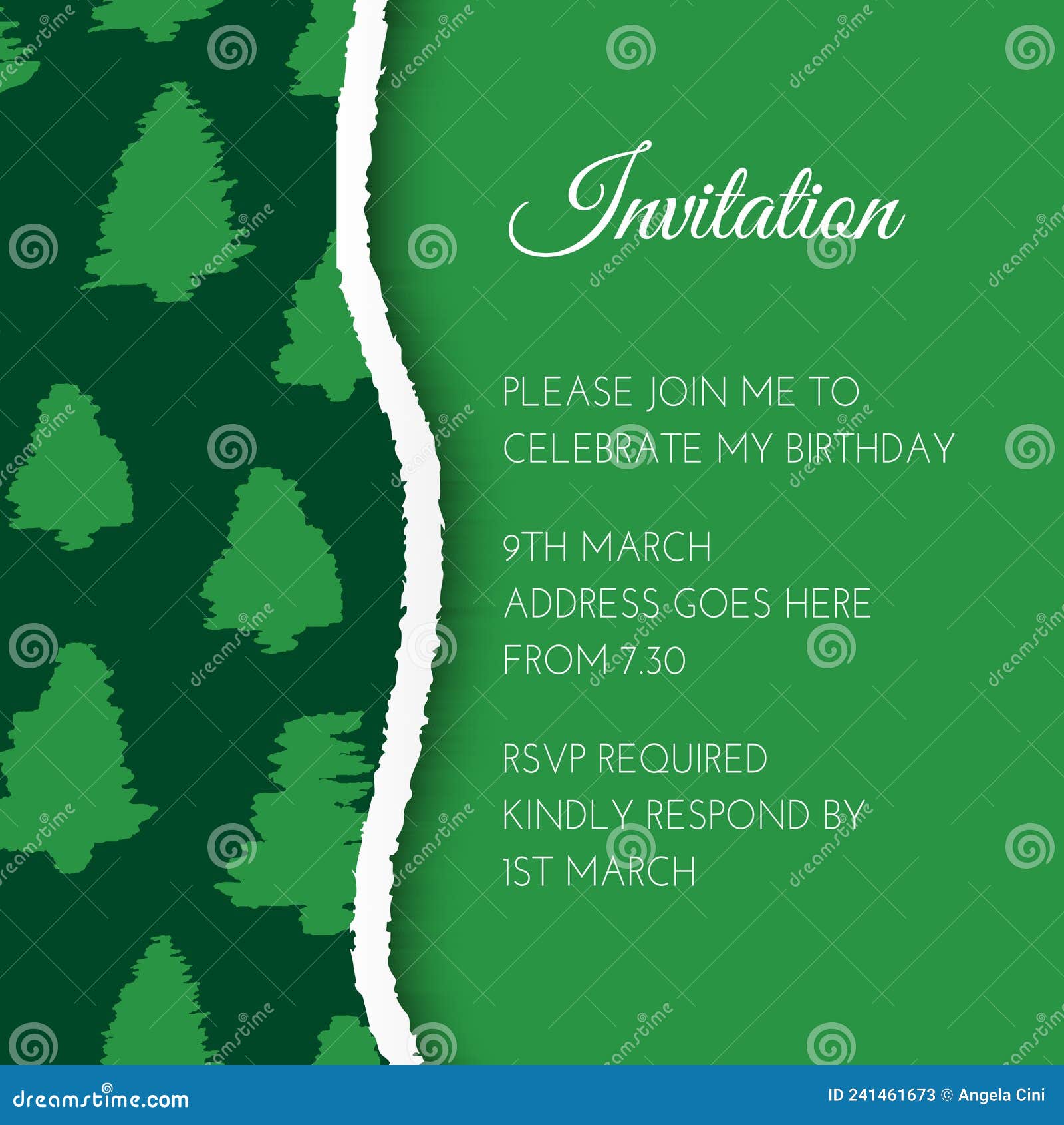 Green Pine Tree Invitation Design Stock Vector - Illustration of poster ...